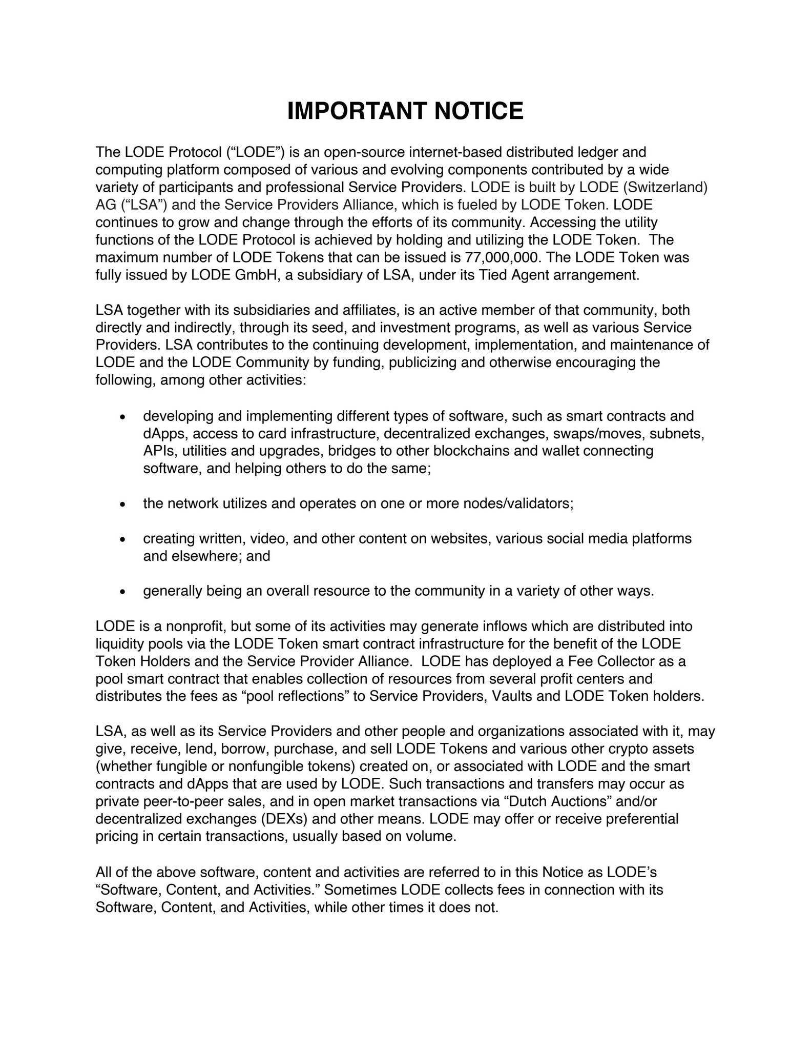 LODE Protocol Important Notice by LODE-Community - Issuu