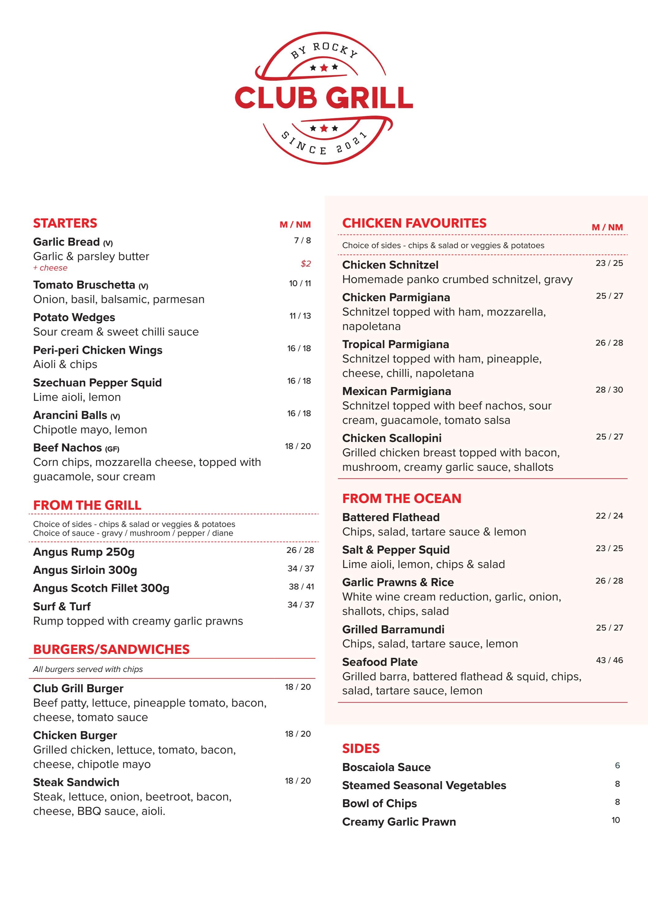 Club Grill By Rocky Menu Jan 2024 by Bankstown Sports Club - Issuu