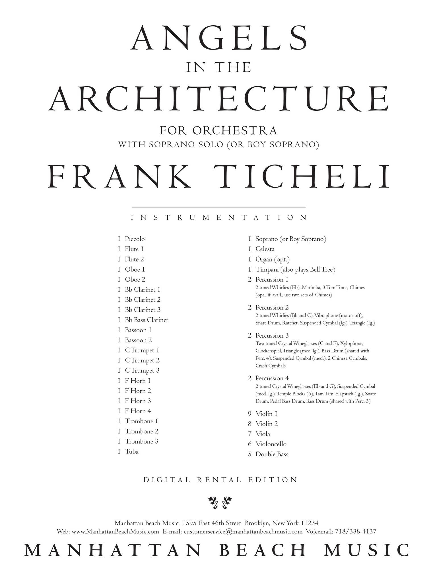 Angels in the Architecture for orchestra by Frank Ticheli by Manhattan ...