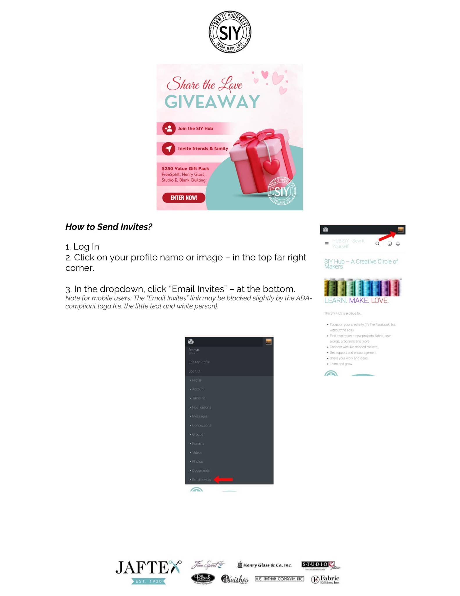 How to Send Invites in the SIY Hub - Mobile by JaftexCorp - Issuu
