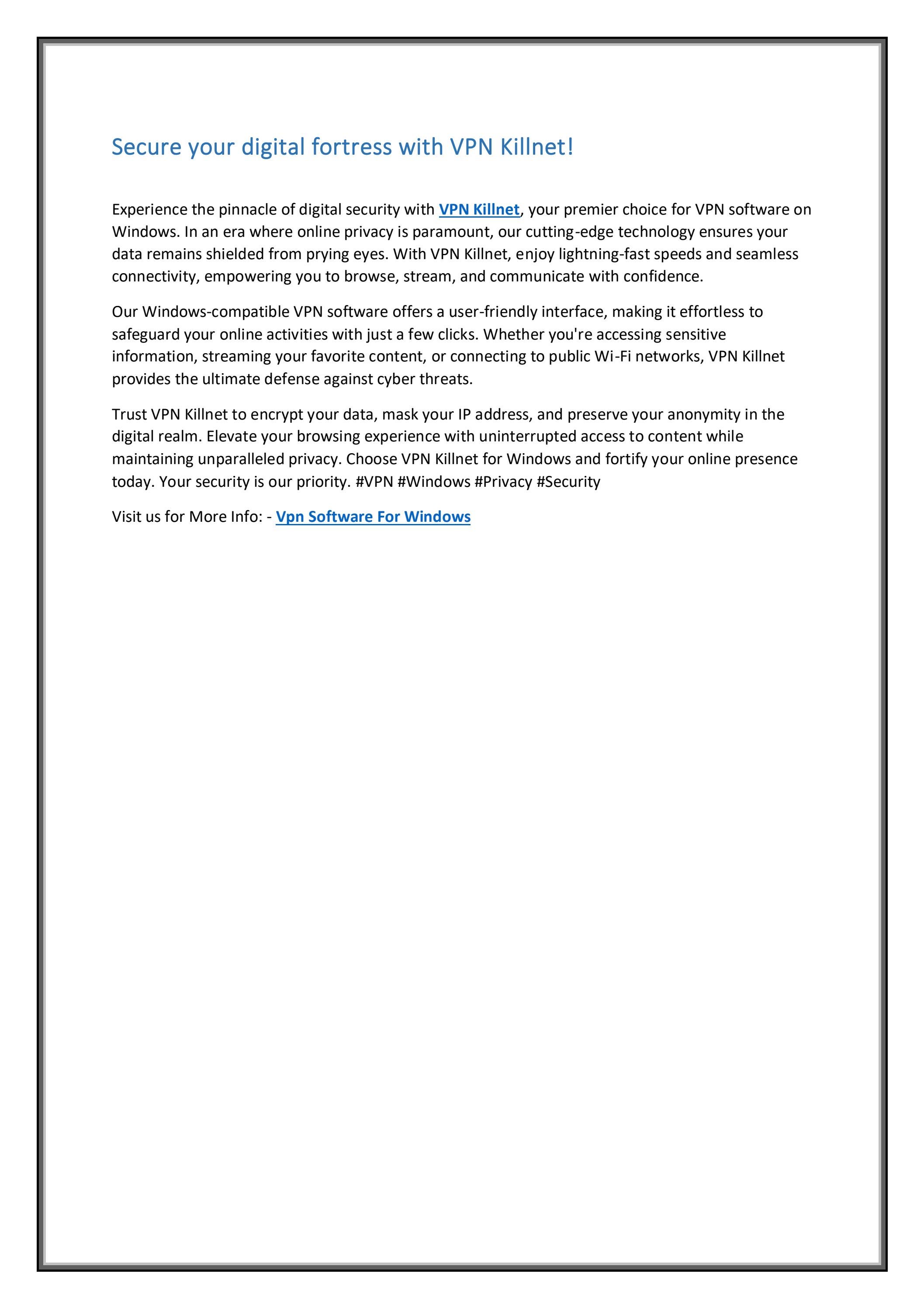 Secure your digital fortress with VPN Killnet! by Mike Jackson - Issuu