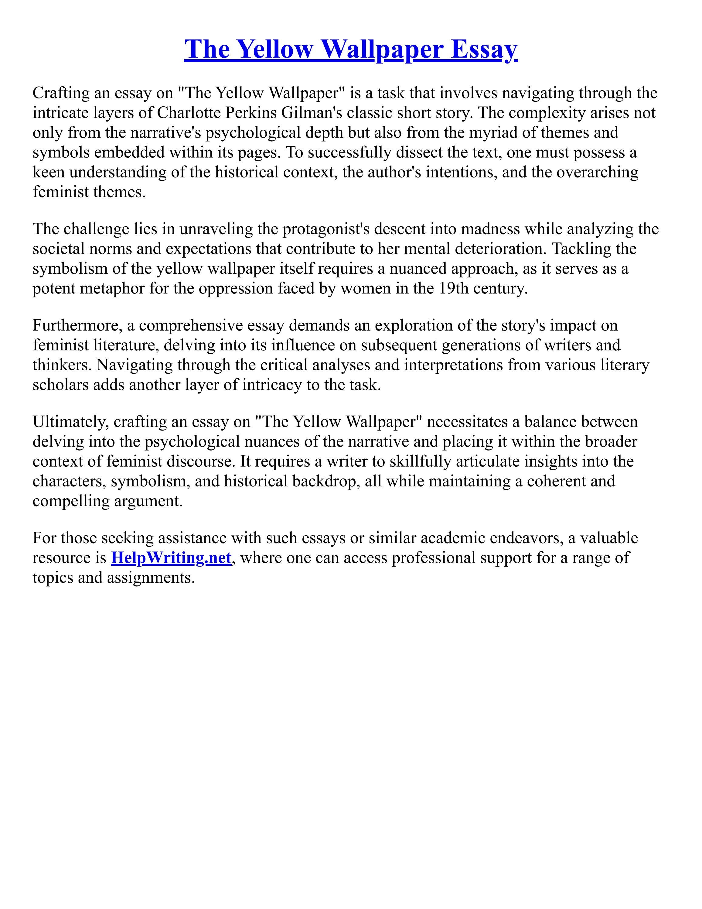 The Yellow Wallpaper Essay by How To Write An Essay About Poetry - Issuu