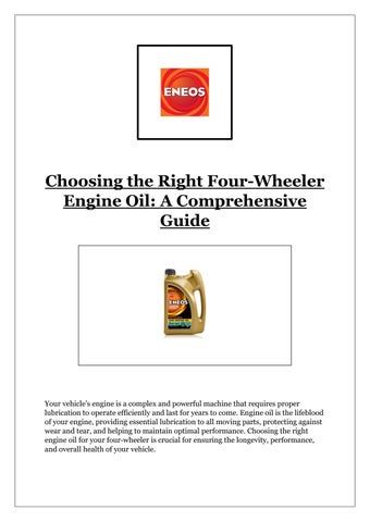 Choosing the Right Four-Wheeler Engine Oil: A Comprehensive Guide by ...