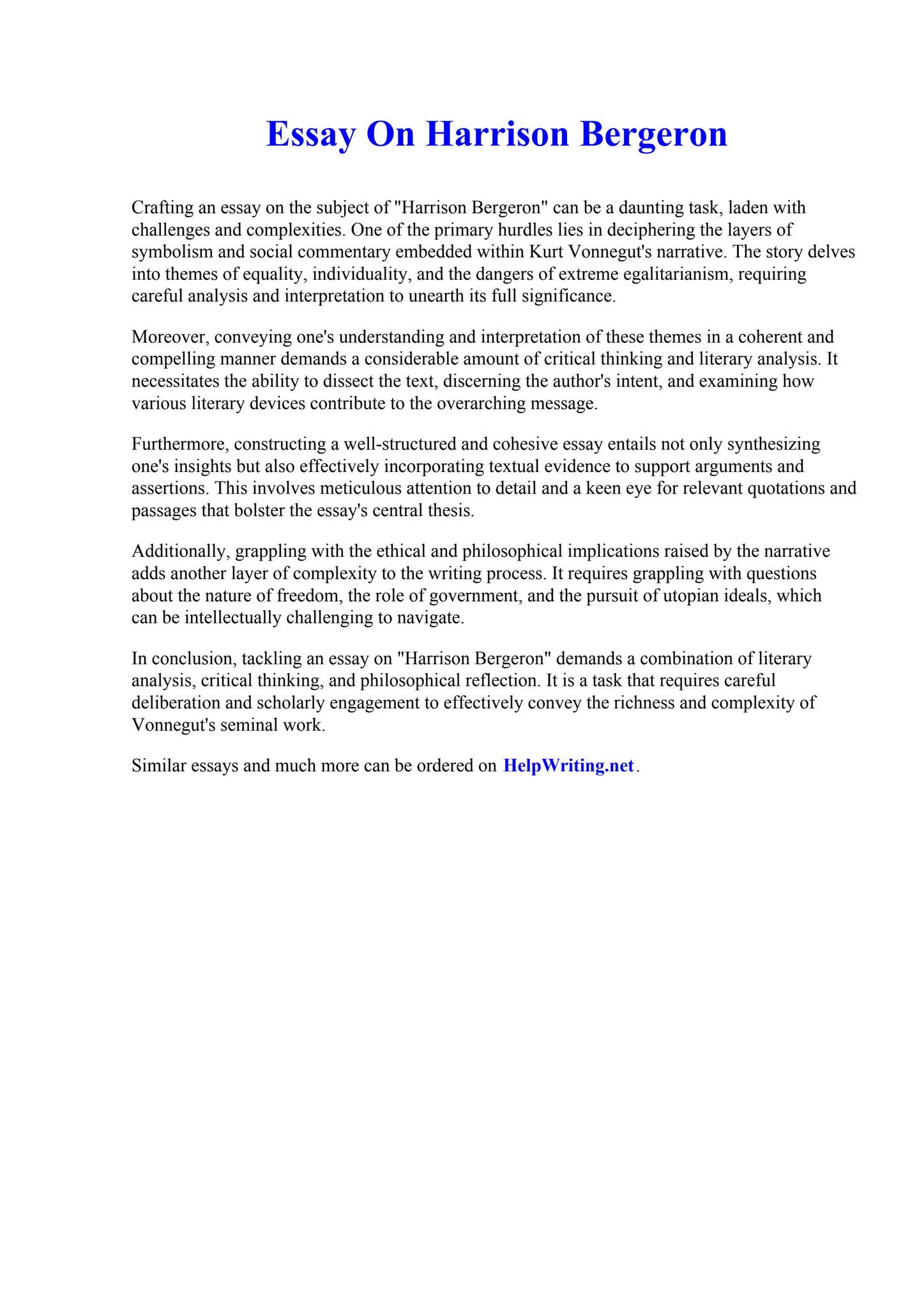 Essay On Harrison Bergeron by Primary Letter Writing Paper - Issuu