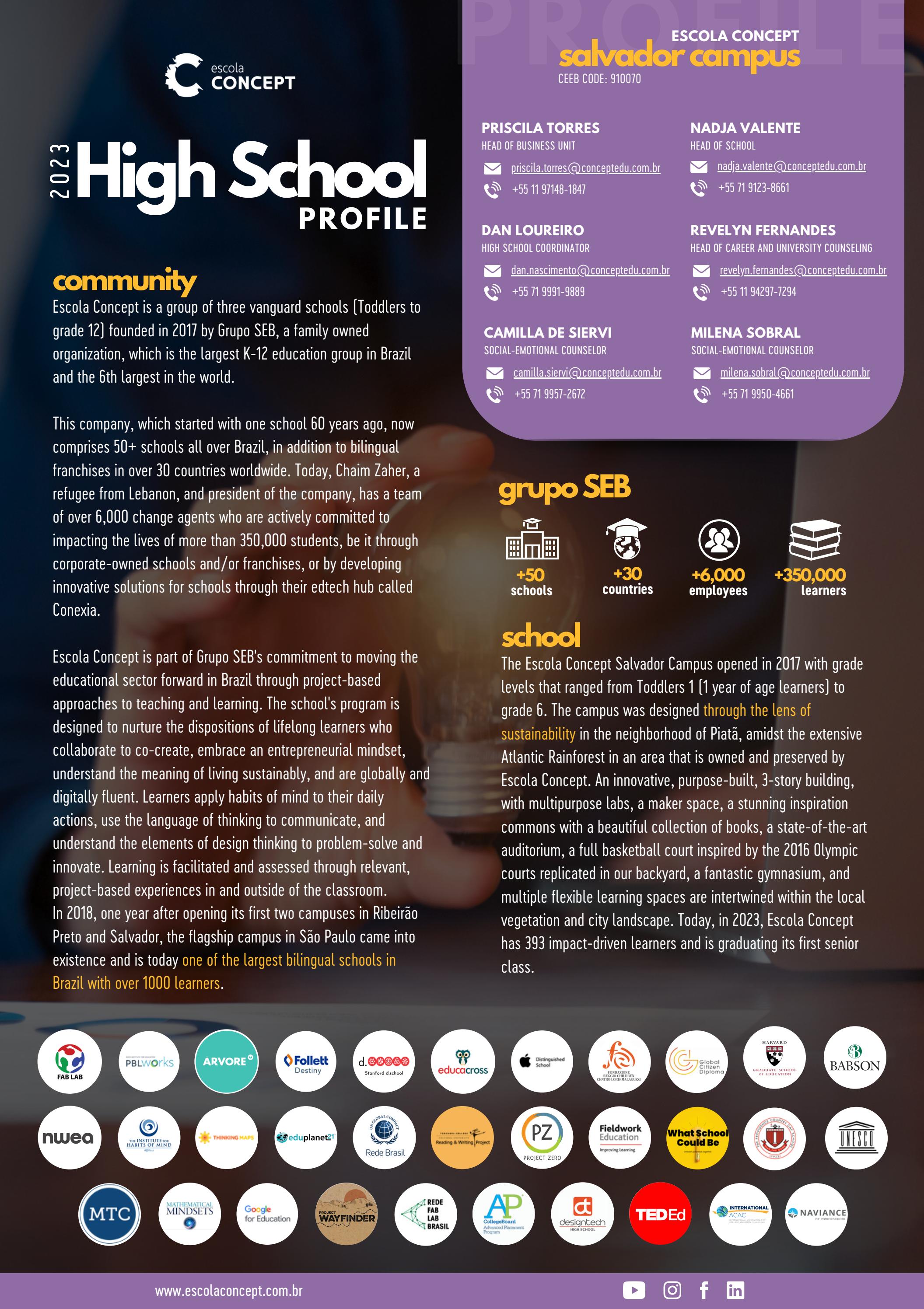 High School Profile 2023 by Escola Concept - Issuu