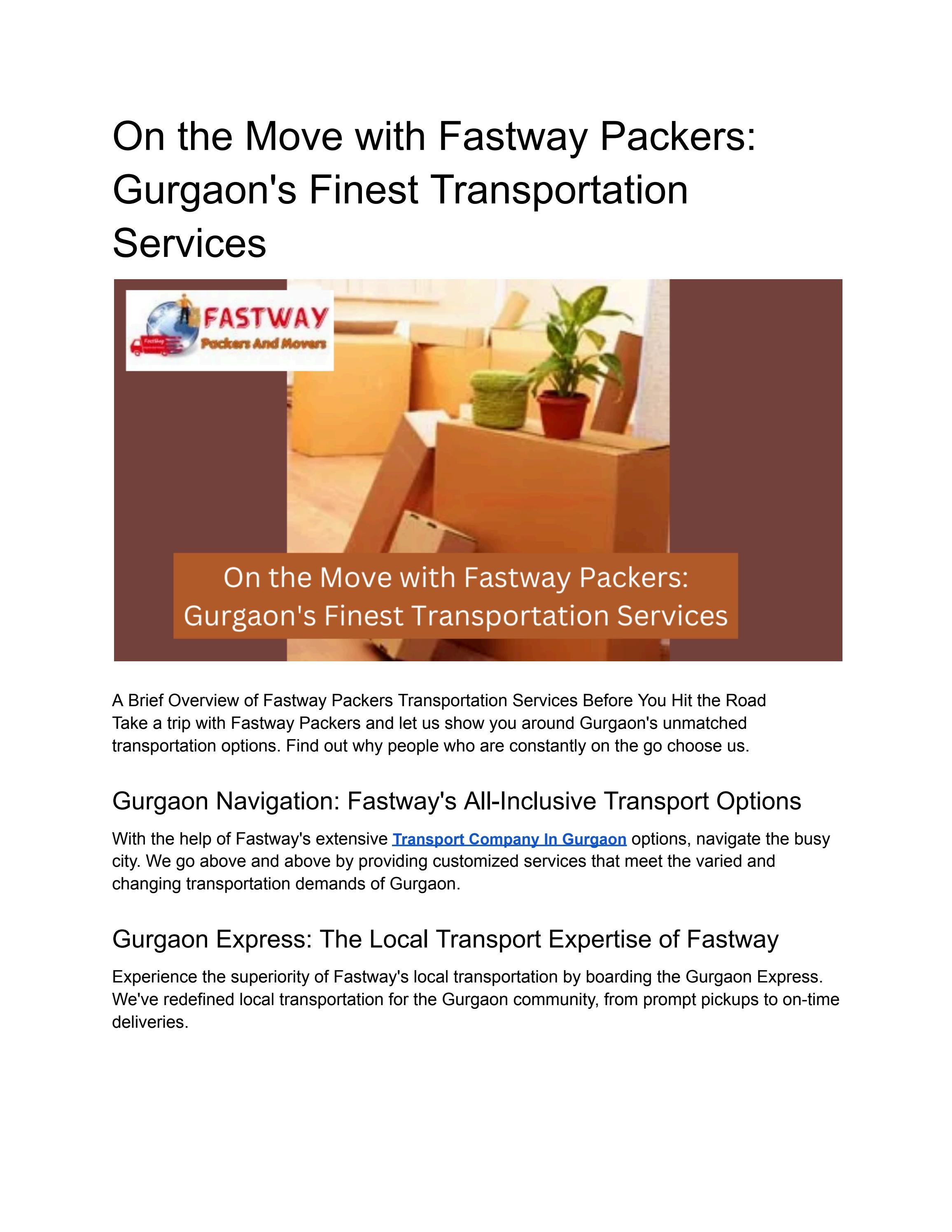 The Local Transport Expertise of Fastway by fast234 - Issuu