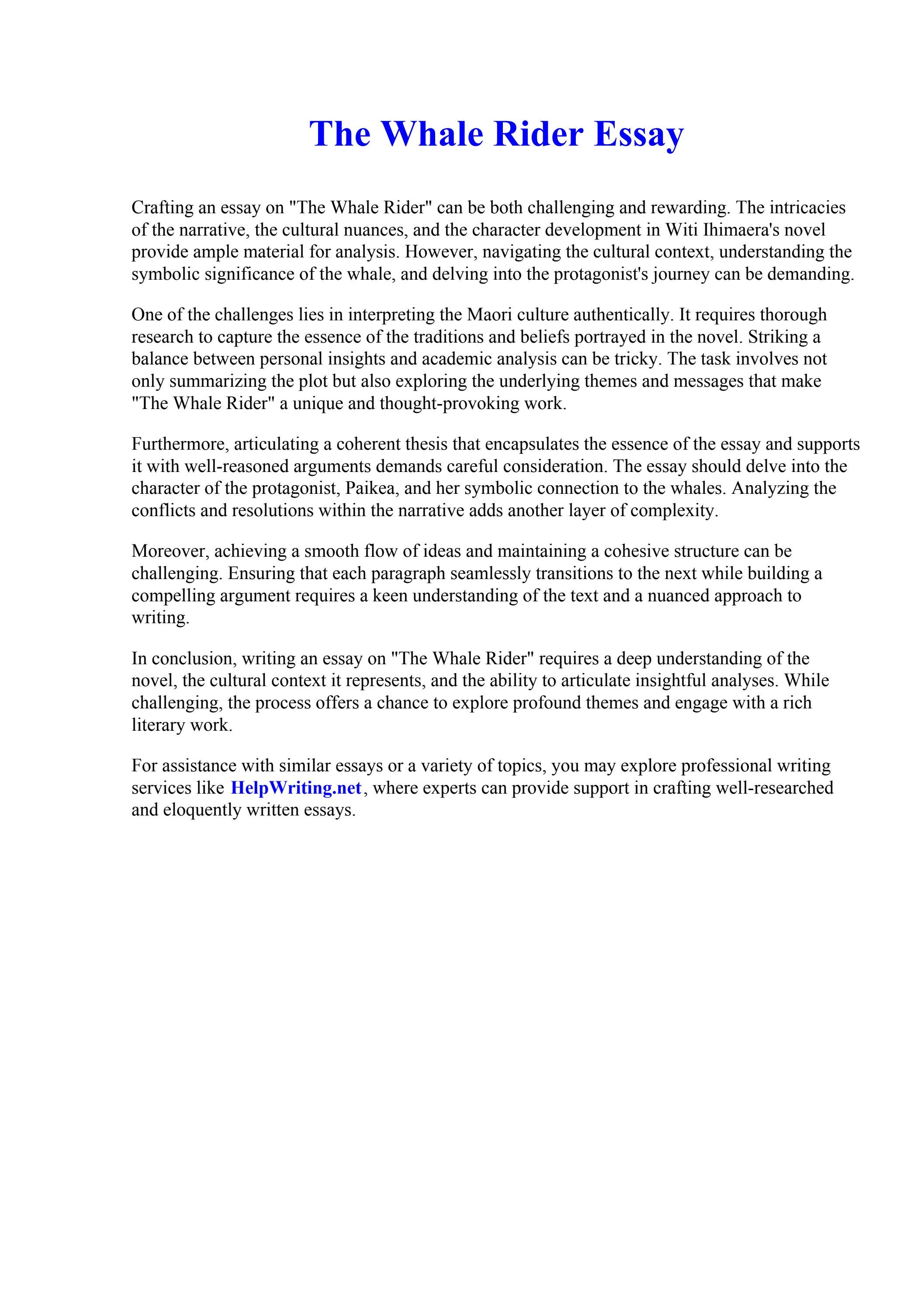 The Whale Rider Essay by College Essay Guidelines - Issuu