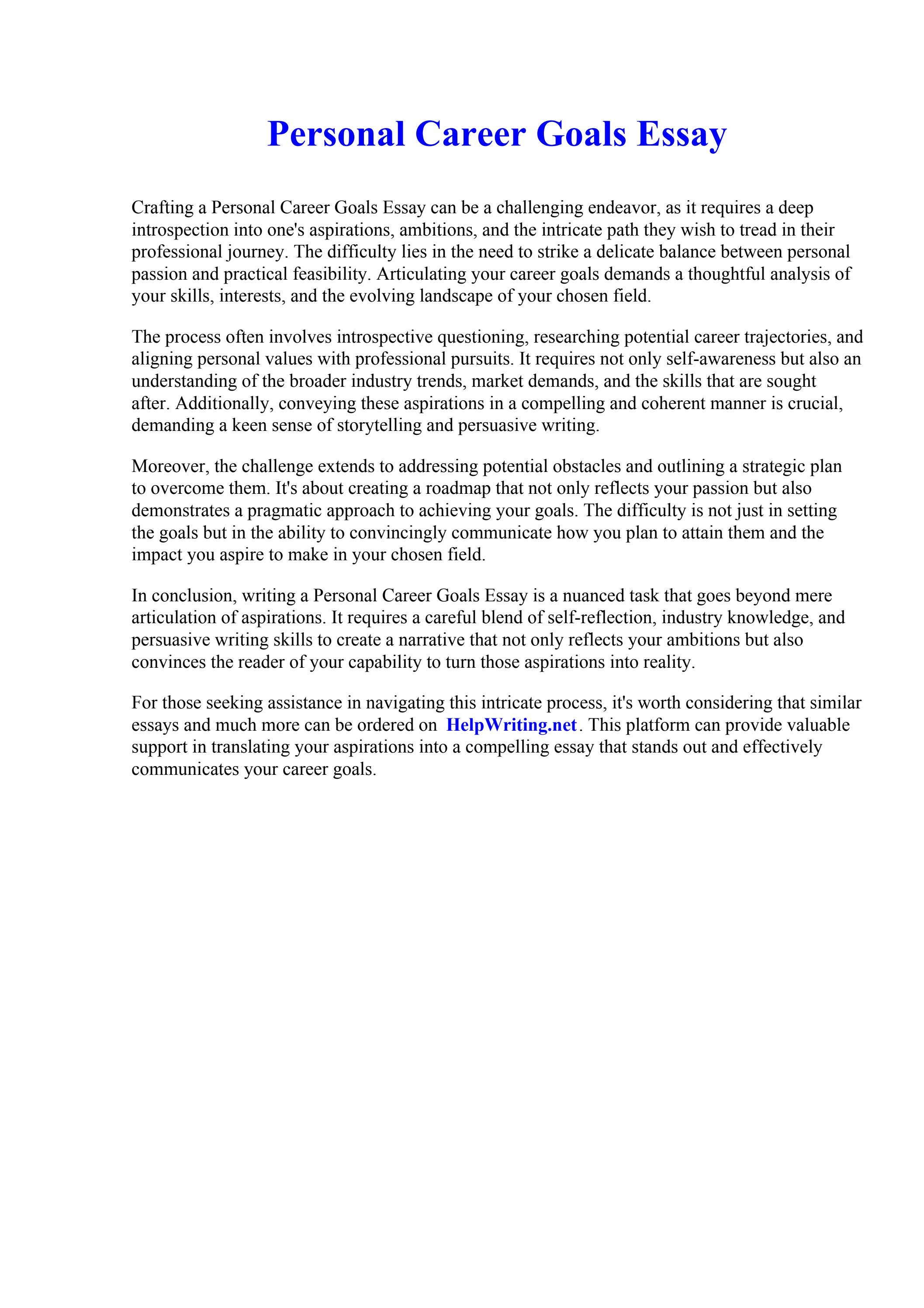 Personal Career Goals Essay by How To Write A Good Analysis Paper - Issuu