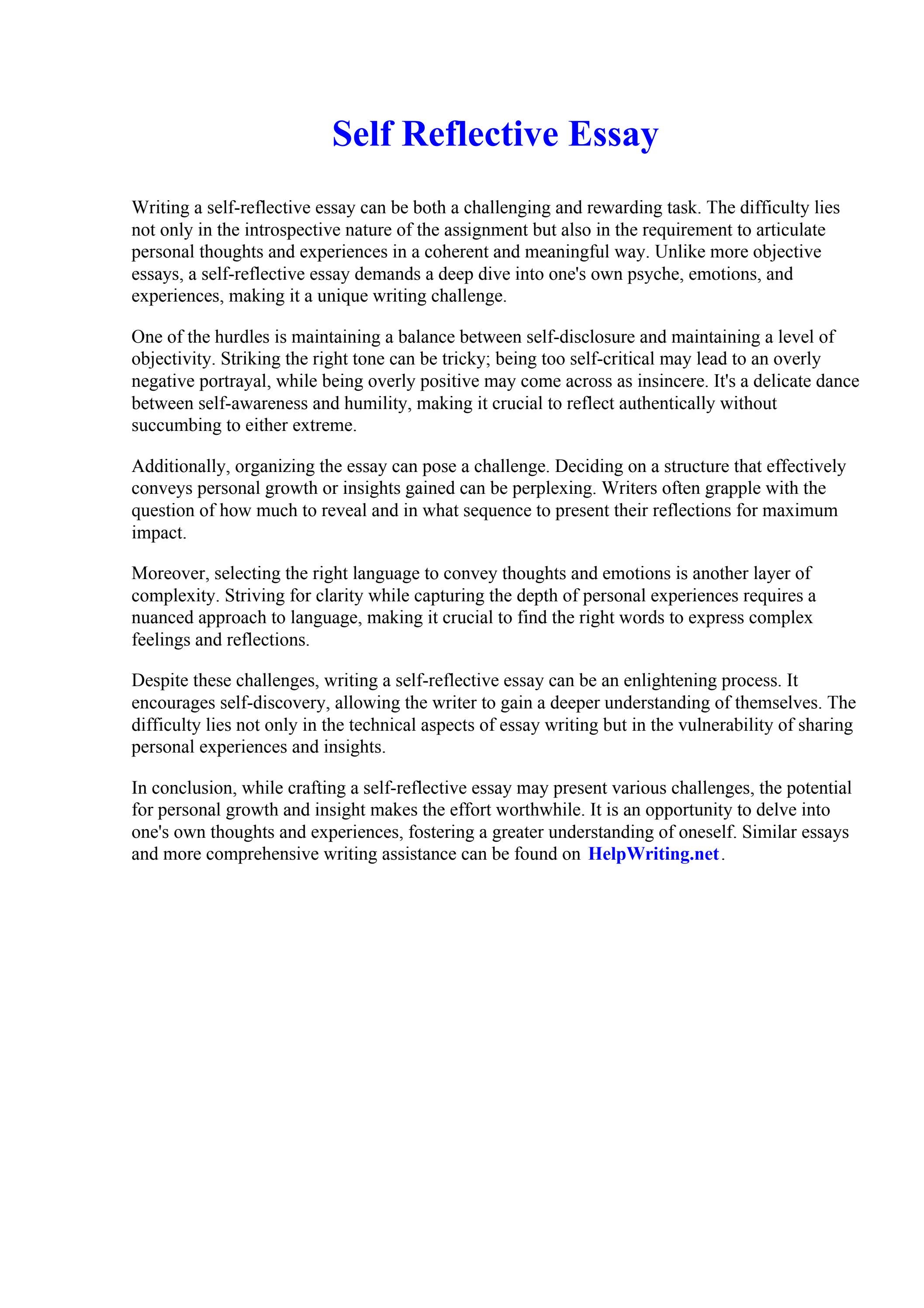 Self Reflective Essay by How To Write A College Compare And Contrast ...