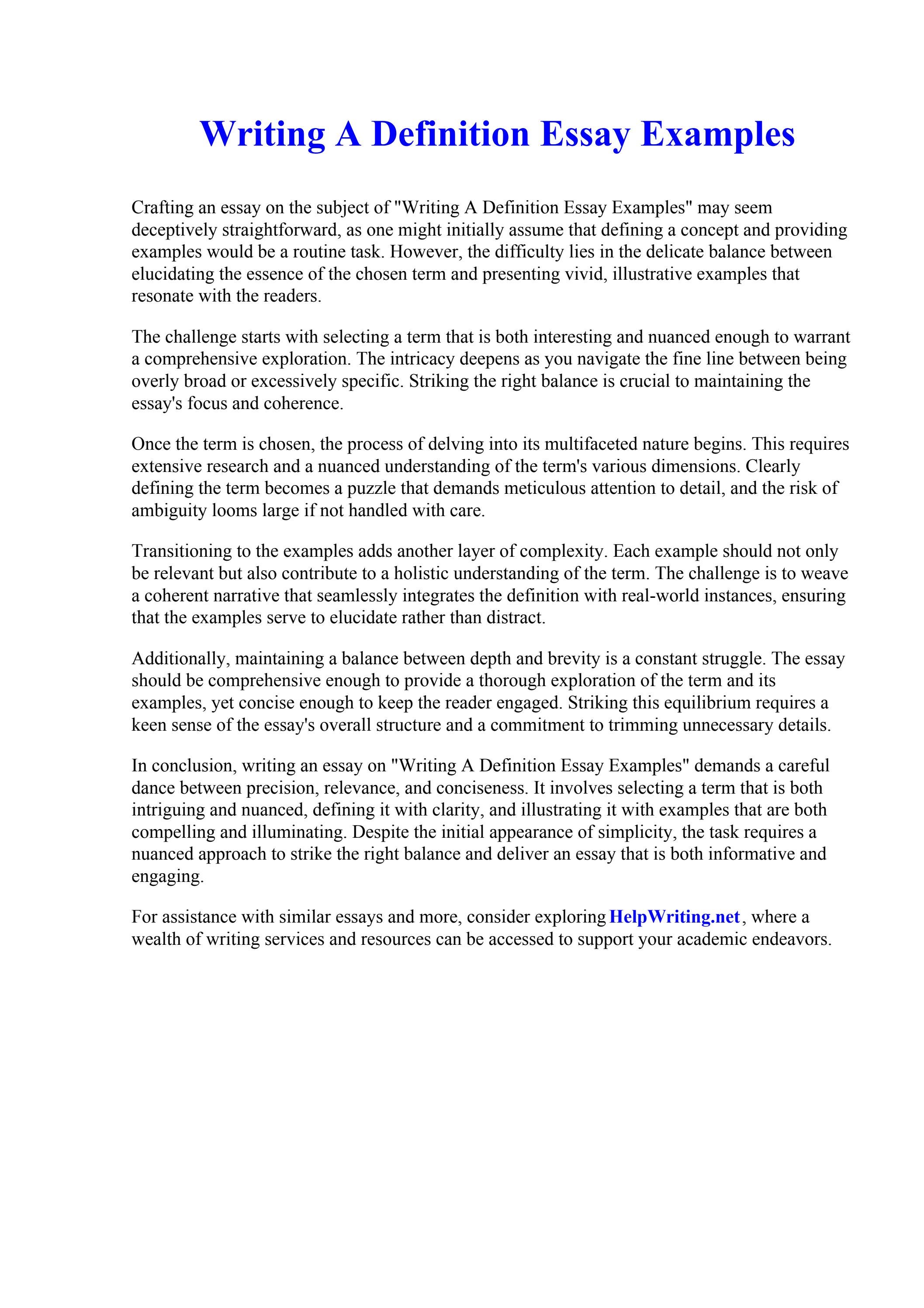 Writing A Definition Essay Examples by How To Write An Essay About ...