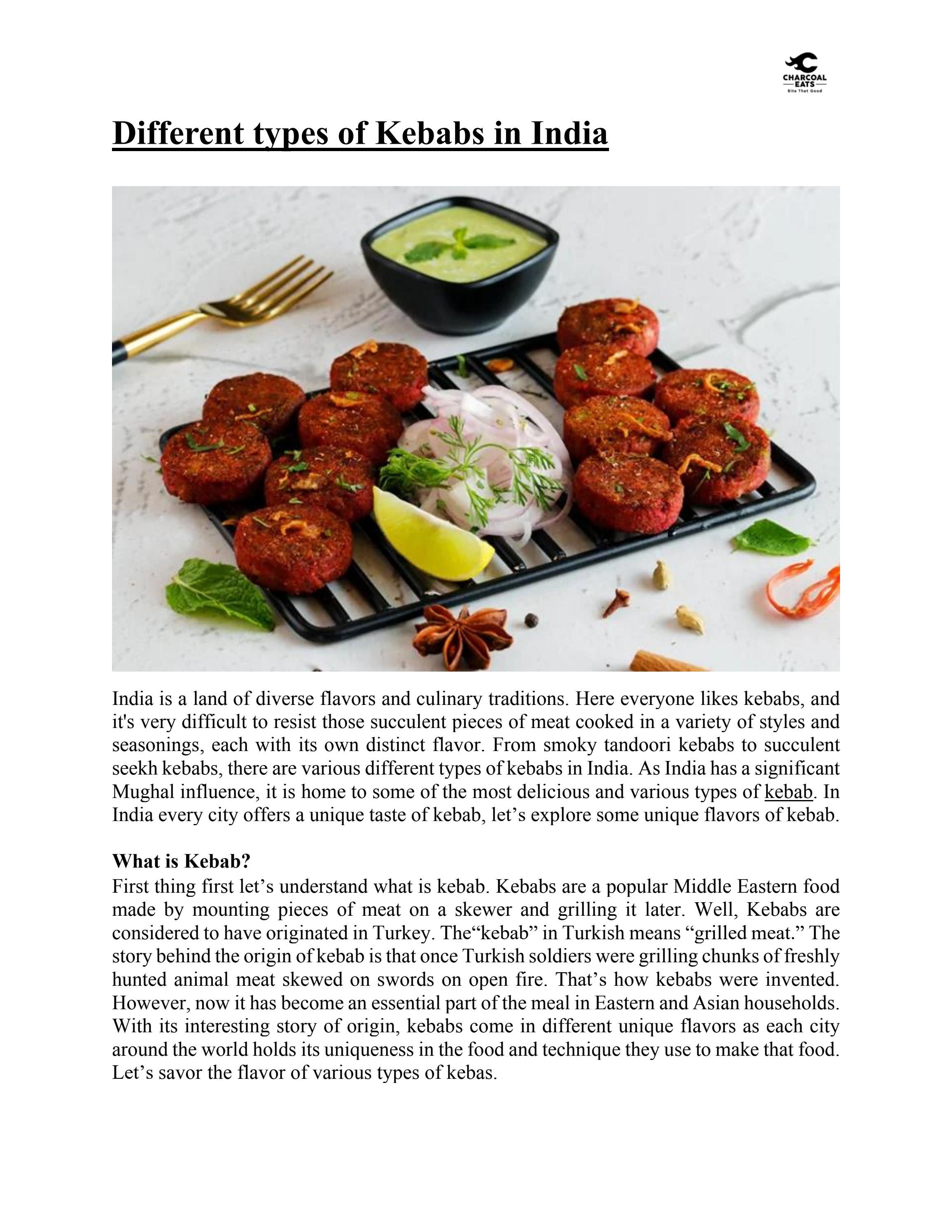 Different types of Kebabs in India | Charcoal Eats by charcoal_eats - Issuu