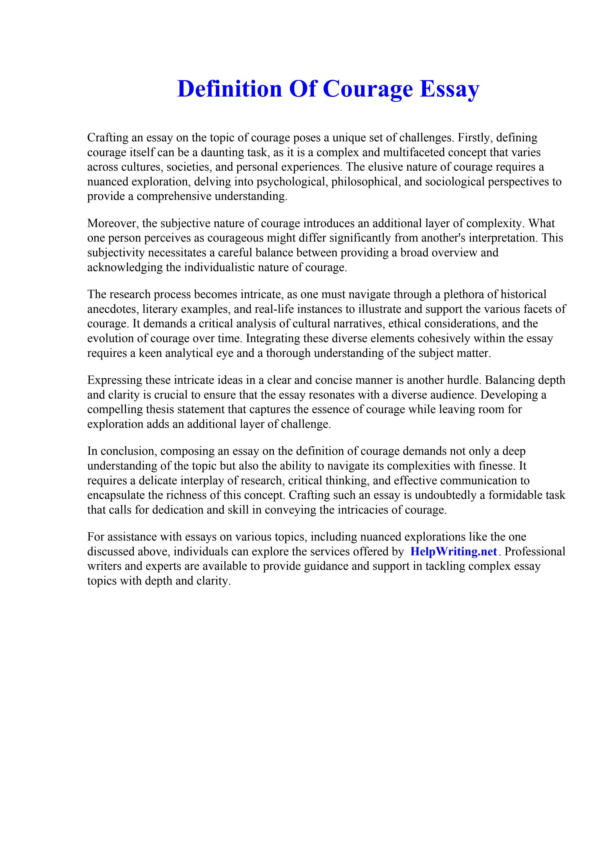 Definition Of Courage Essay by Writing Essay On Terrorism - Issuu