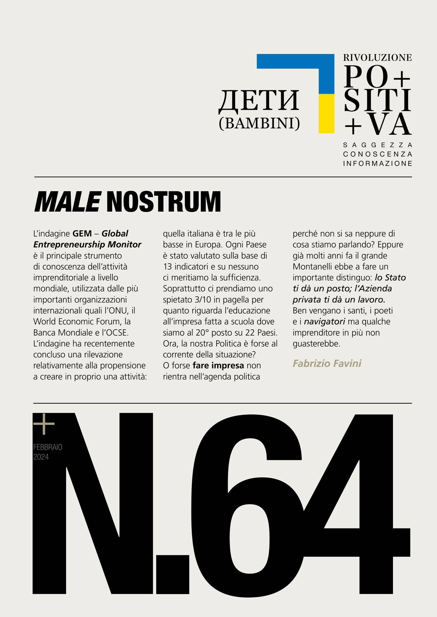 NUMERO 64 . feb2024 . Male nostrum by Rivoluzione Positiva - Issuu