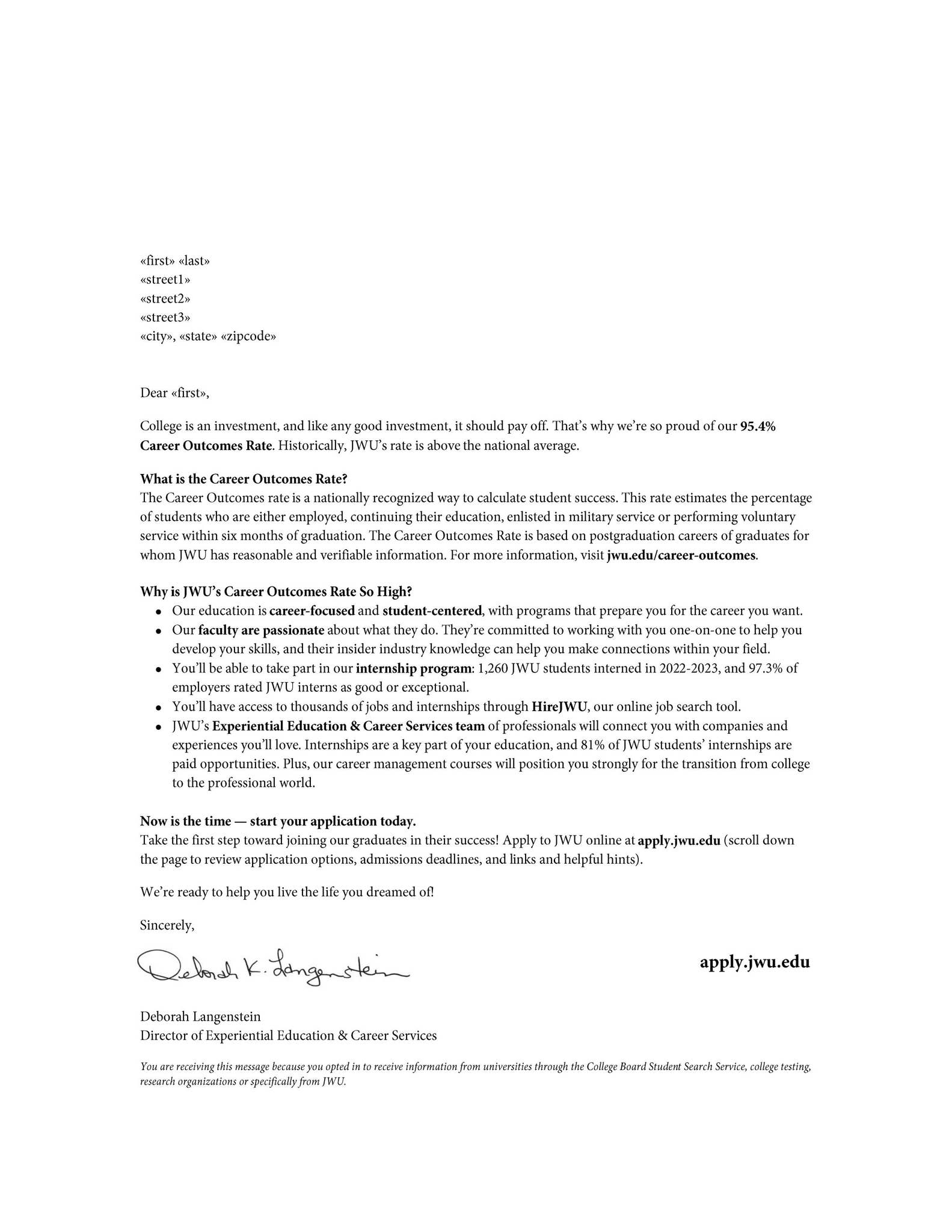 2324 Career Outcomes Letter_NC by Johnson & Wales University - Issuu