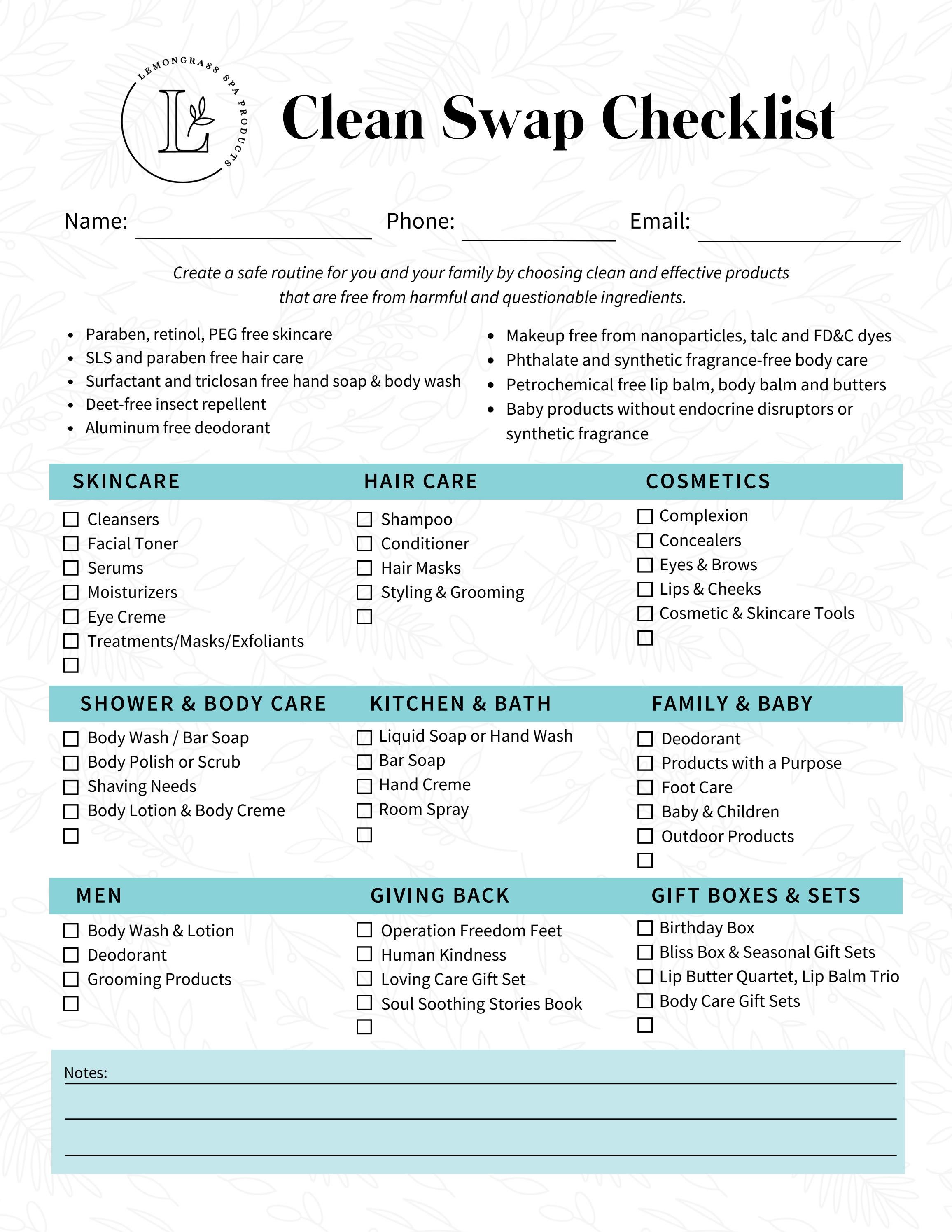 Clean Swap Checklist by Lemongrass Spa Products - Issuu