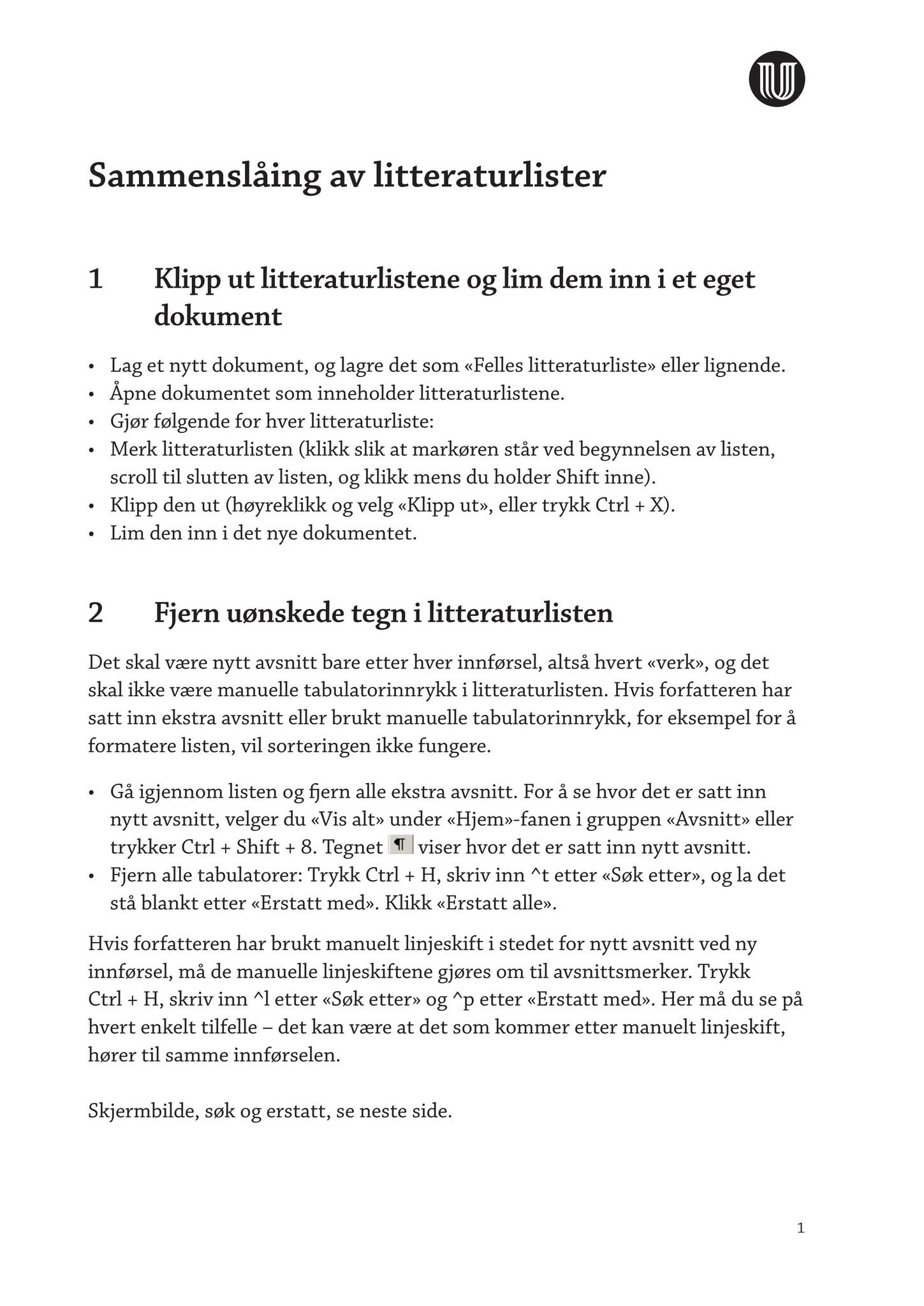 Sammenslåing av litteraturlister by Universitetsforlaget - Issuu