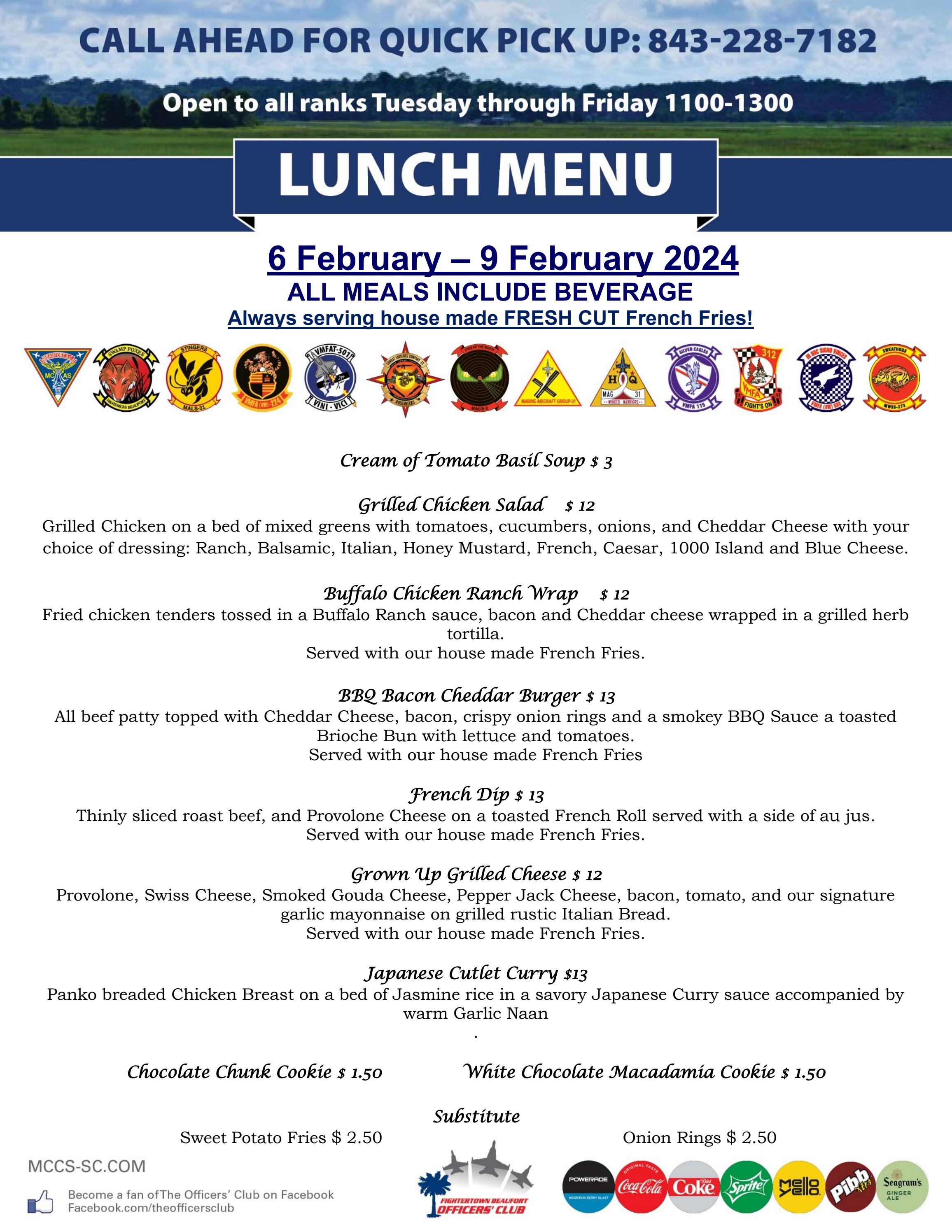 O'Club Lunch Menu by MCCS-SC - Issuu
