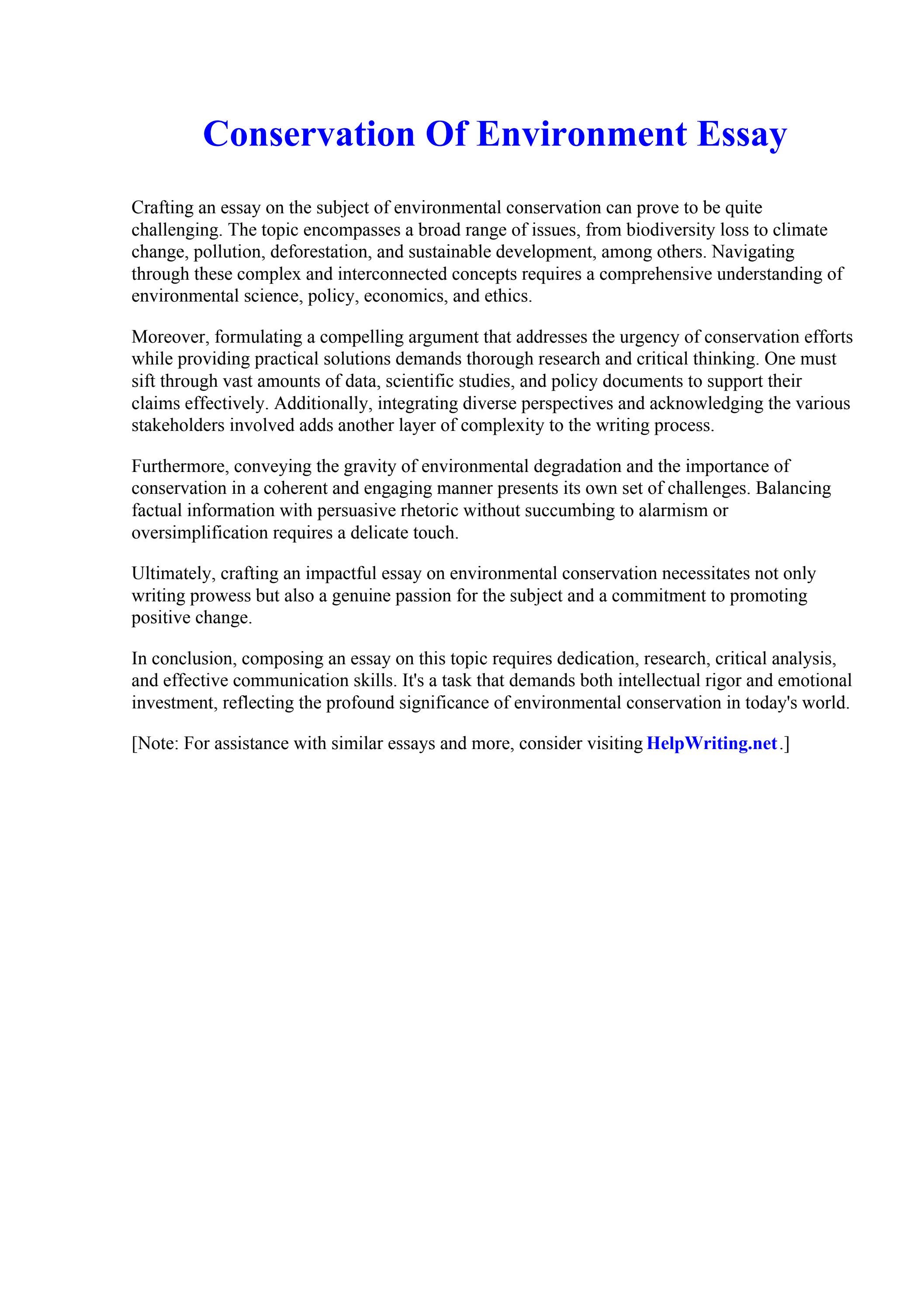 Conservation Of Environment Essay by Stationery Writing Paper - Issuu