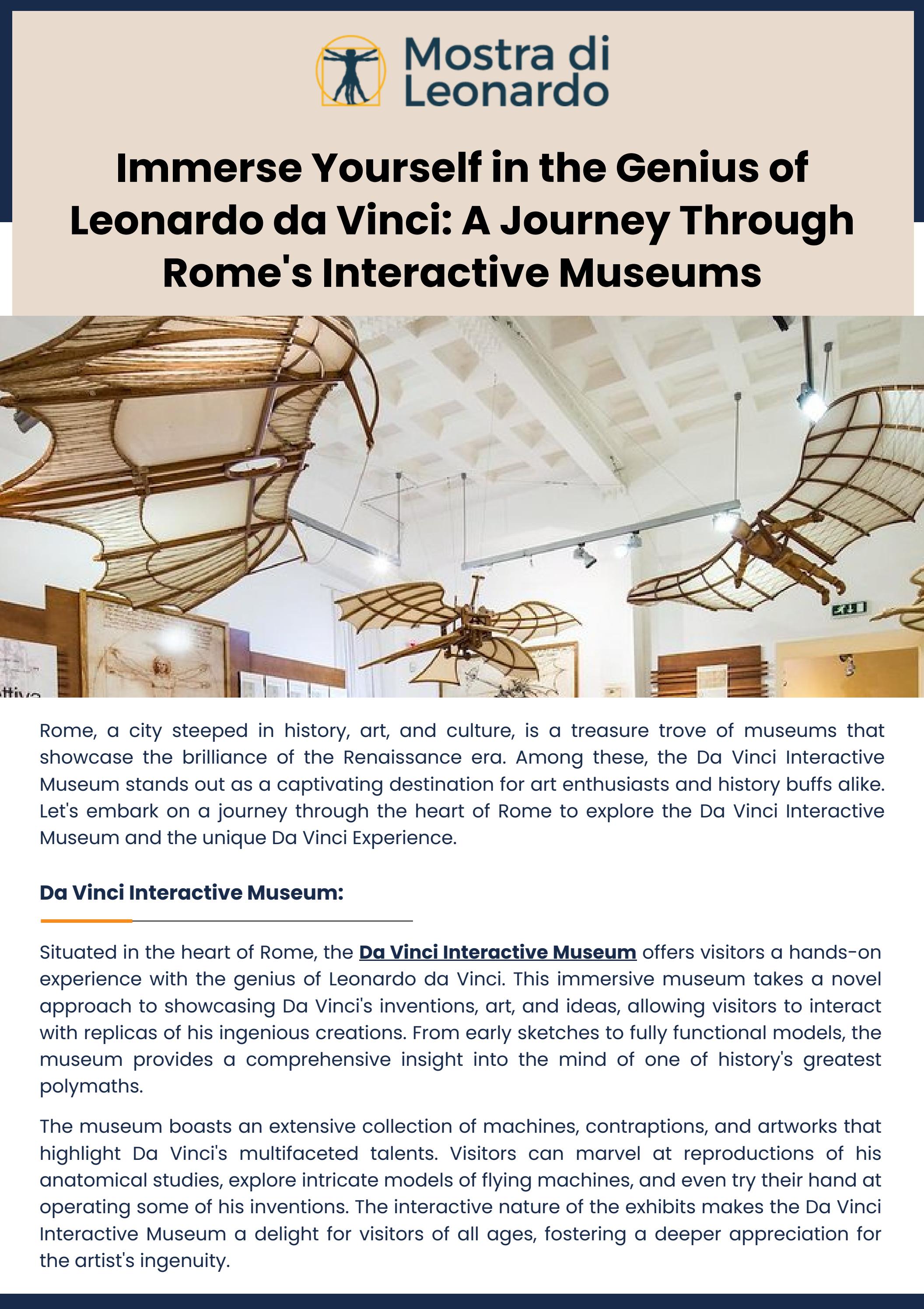 Immerse Yourself in the Genius of Leonardo da Vinci: A Journey Through ...