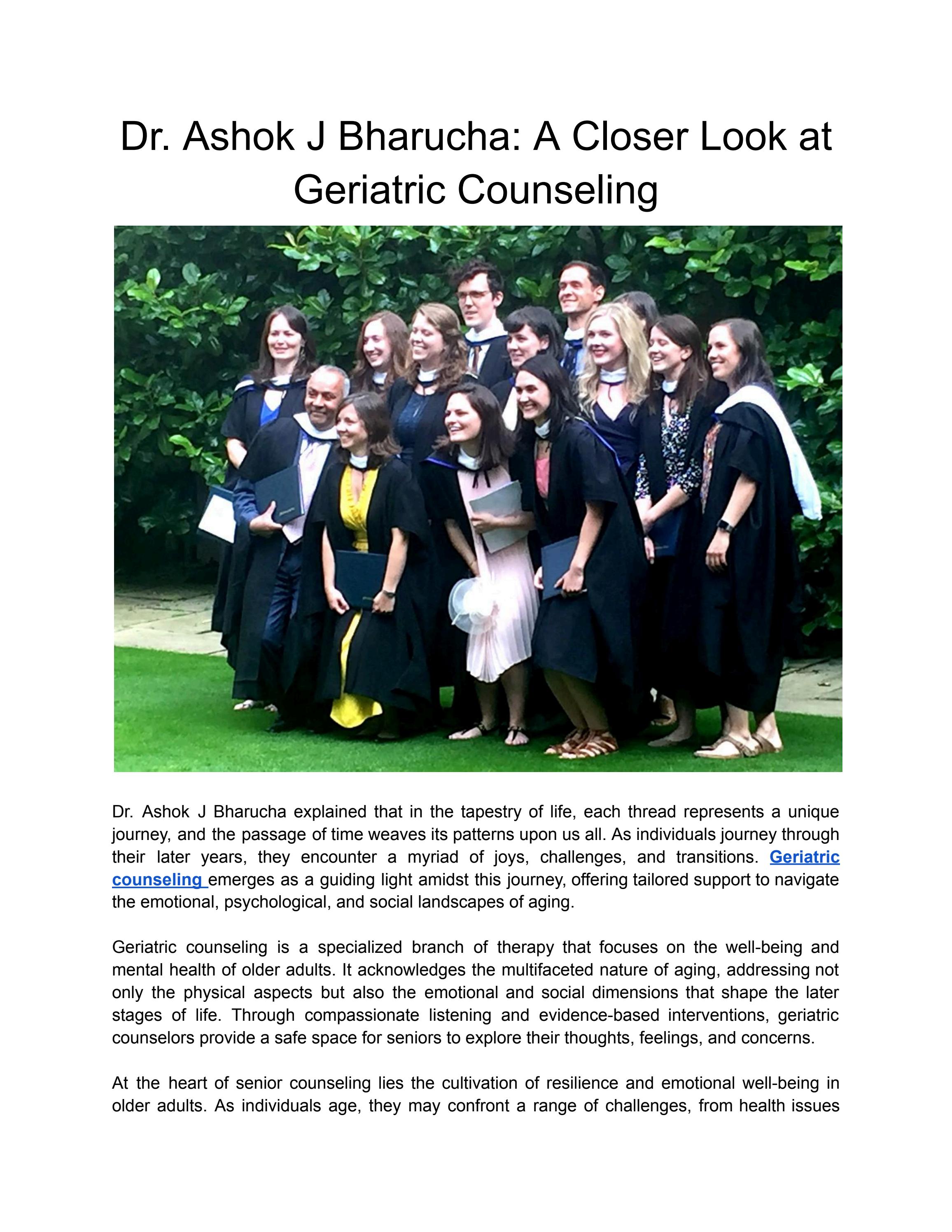 A Closer Look at Geriatric Counseling by Dr. Ashok J Bharucha - Issuu