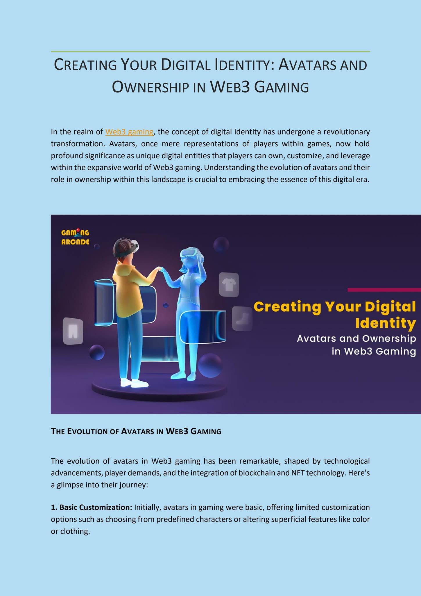 CREATING YOUR DIGITAL IDENTITY: AVATARS AND OWNERSHIP IN WEB3 GAMING by ...