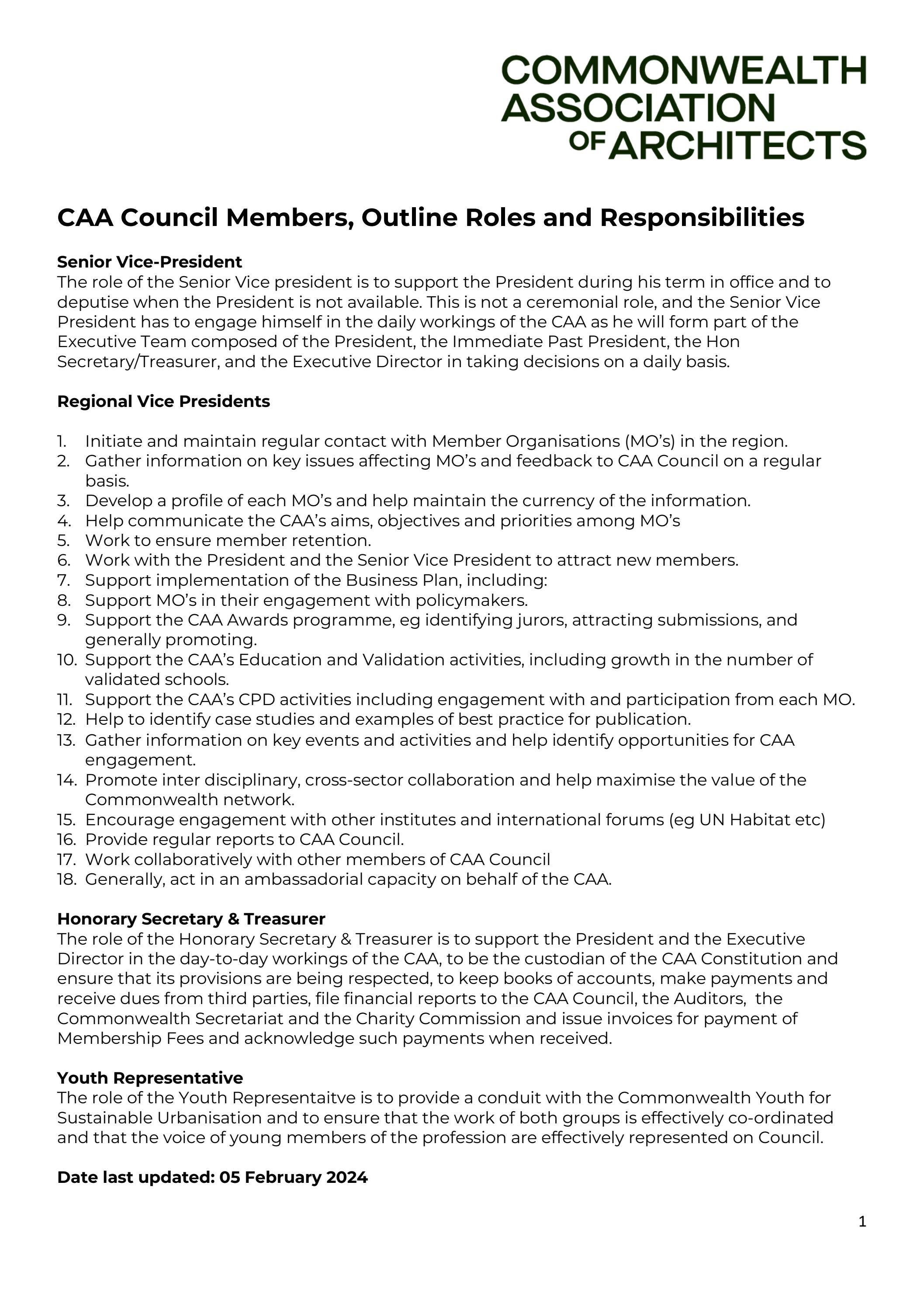 CAA Council Members, Roles & Responsibilities by Commonwealth ...