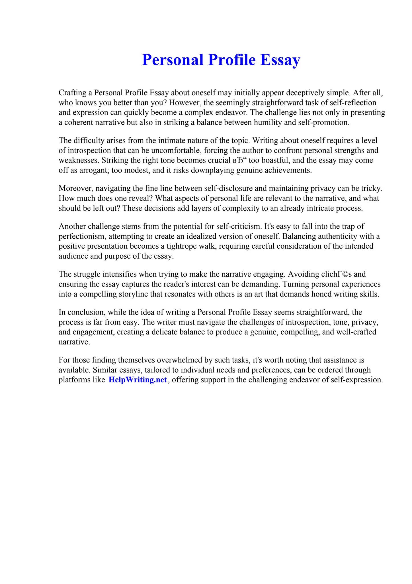 Personal Profile Essay by How To Write Argumentative Essay - Issuu