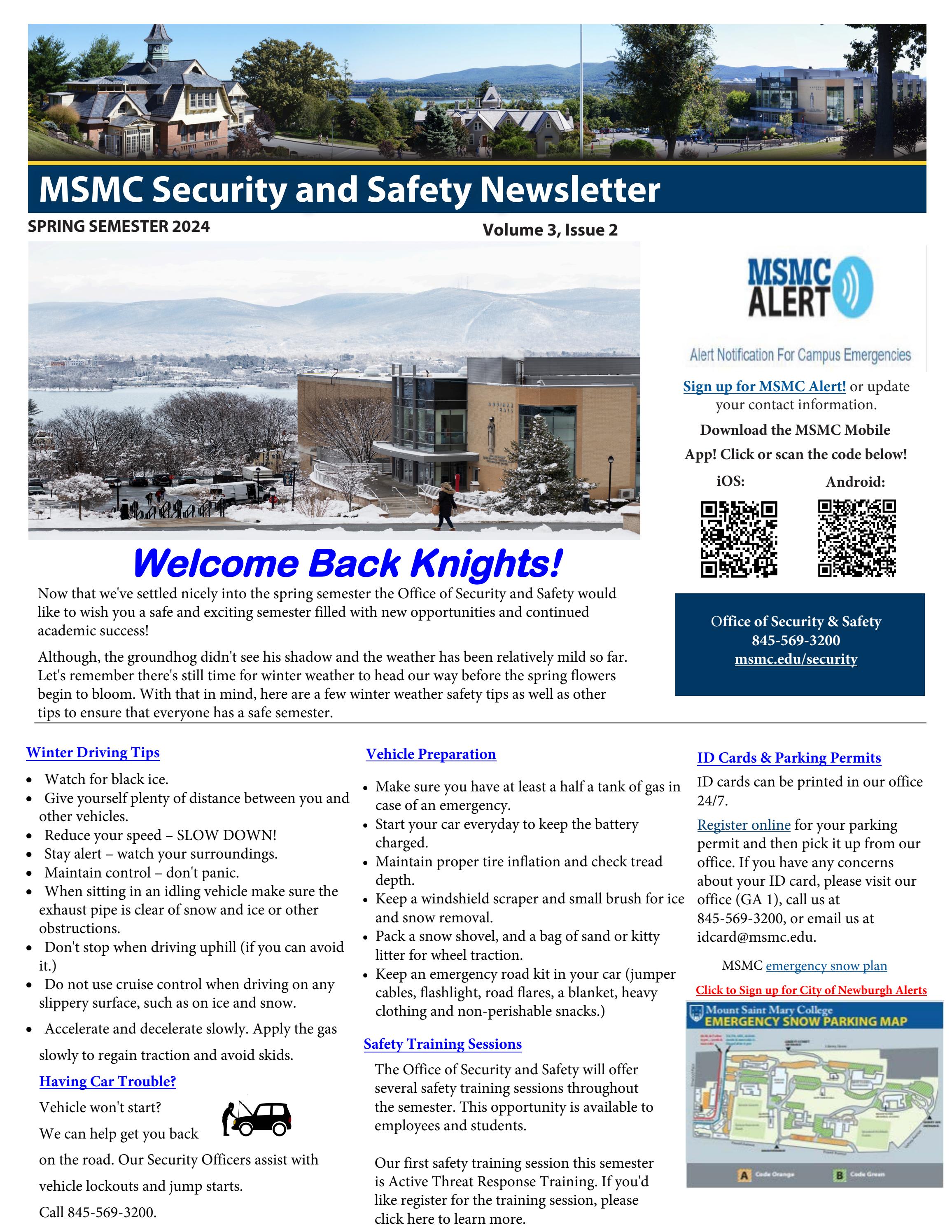 MSMC Security and Safety Newsletter - Spring 2024 by Mount Saint Mary College - Issuu