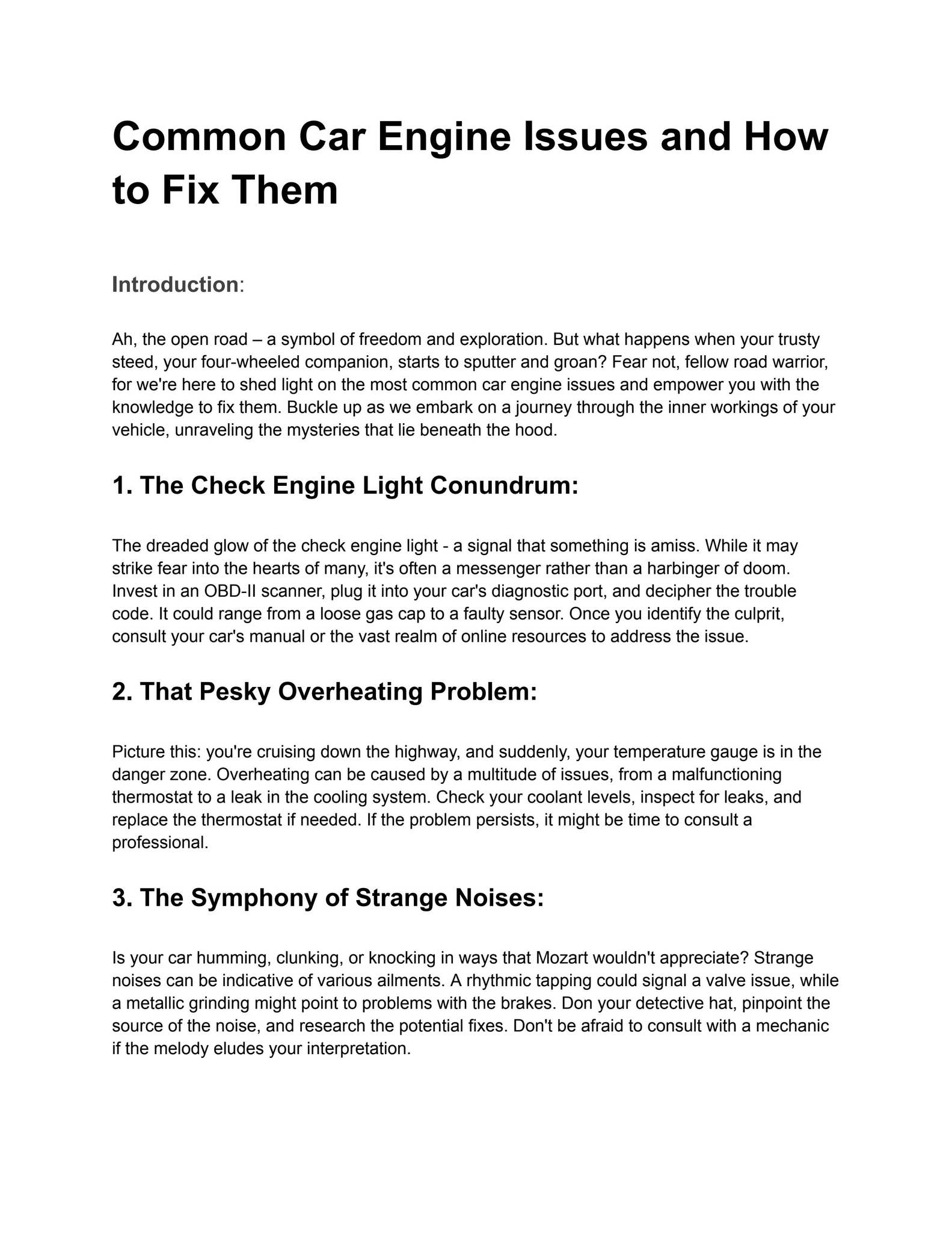 Common Car Engine Issues and How to Fix Them by Bashirah Wardah - Issuu