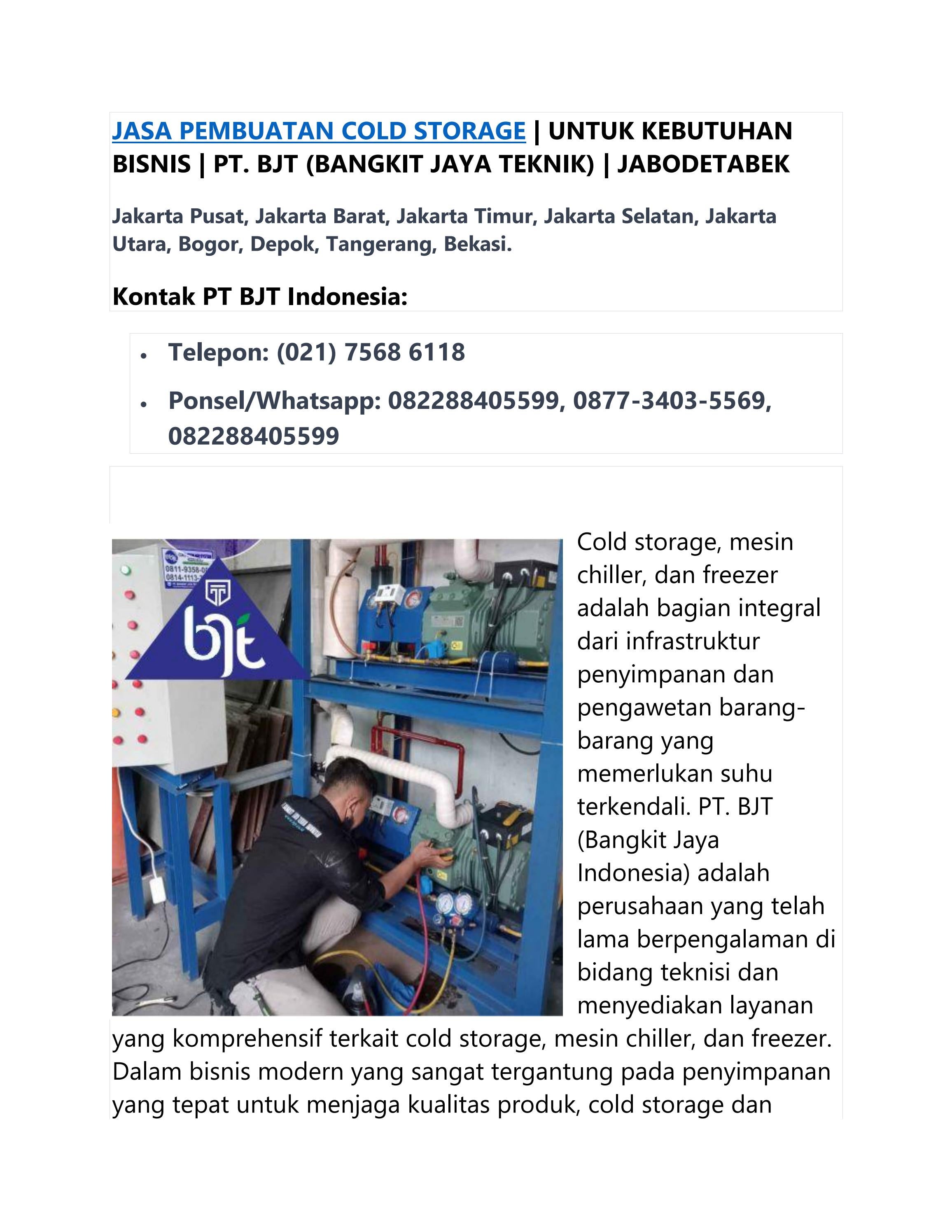 JASA PEMBUATAN COLD STORAGE | UNTUK KEBUTUHAN BISNIS | PT. BJT (BANGKIT ...