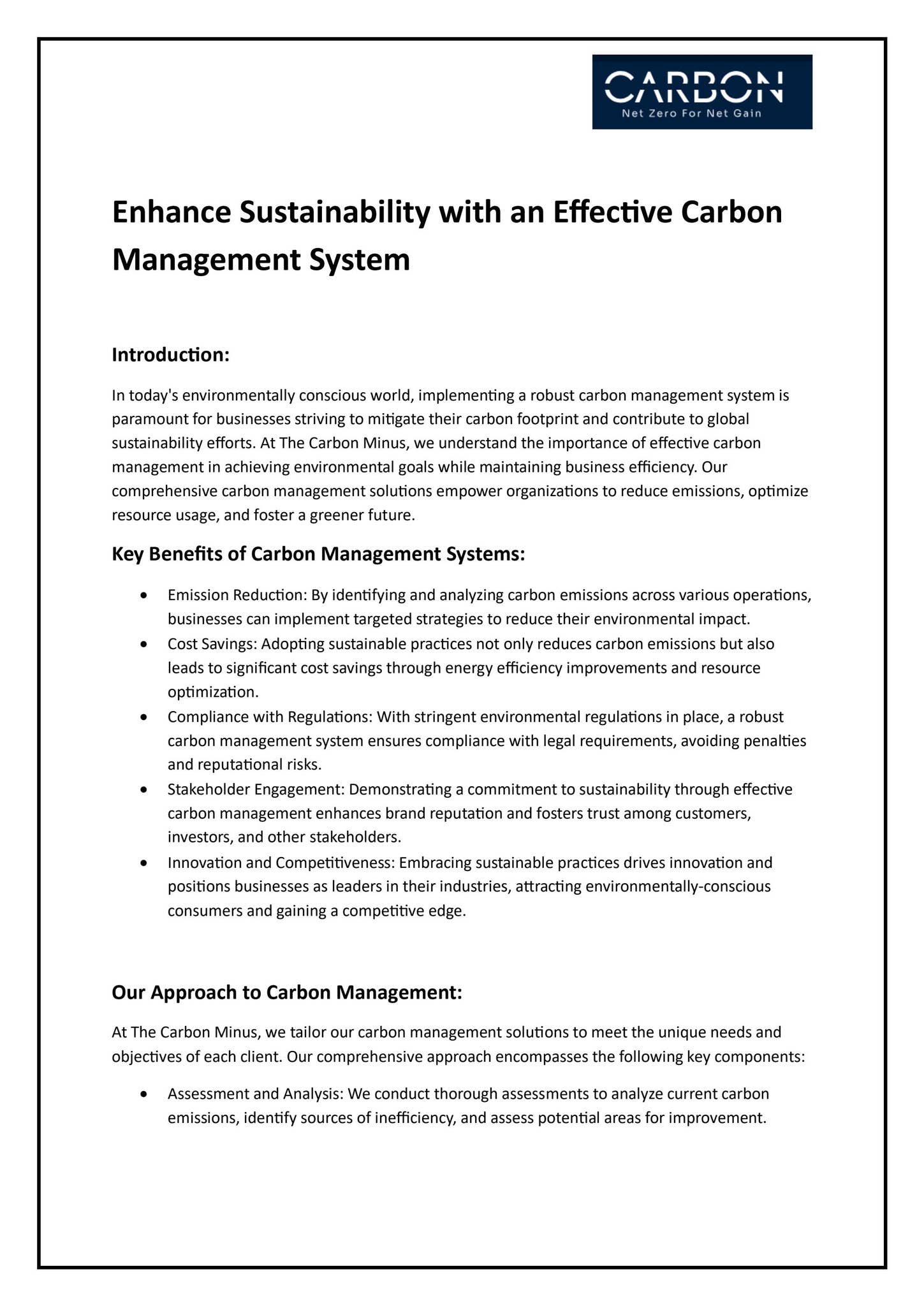 Enhance Sustainability with an Effective Carbon Management System ...