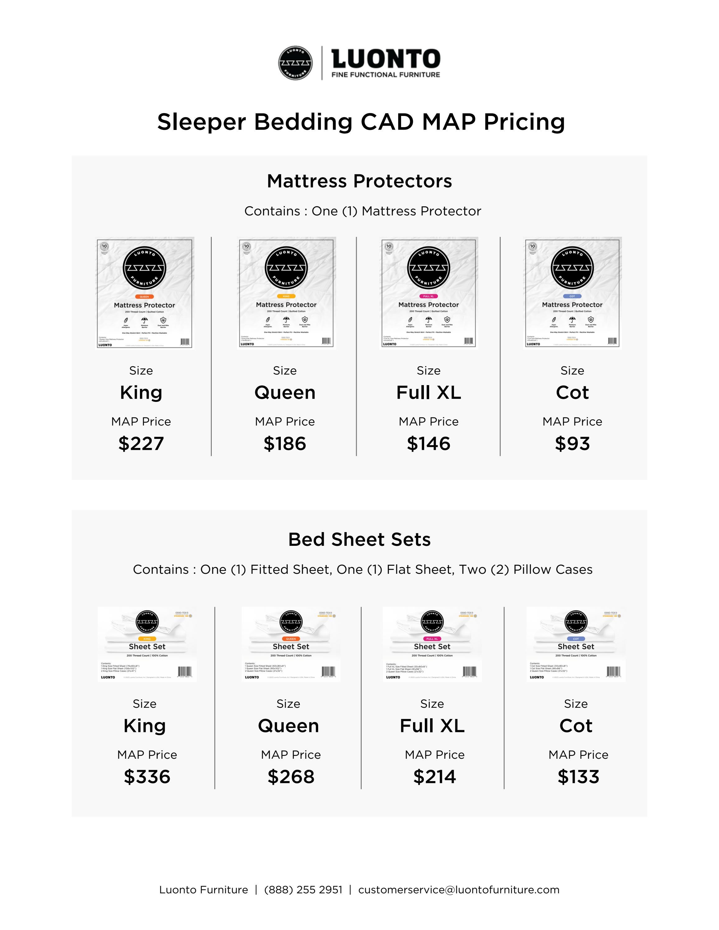 Luonto Sleeper Bedding CAD MAP Pricing by Luonto Furniture - Issuu