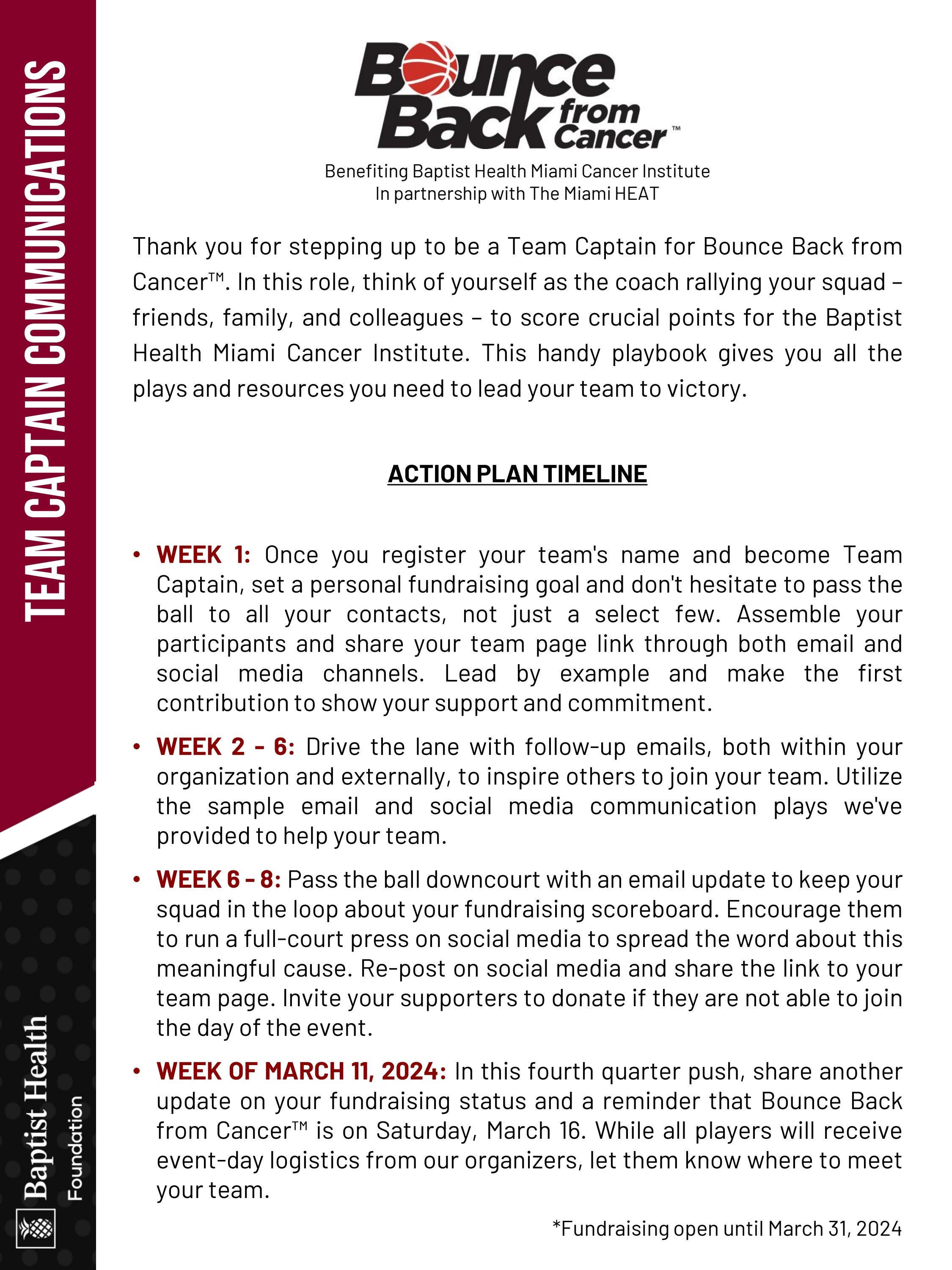 Bounce Back from Cancer™ Team Captain Communications by Baptist Health ...