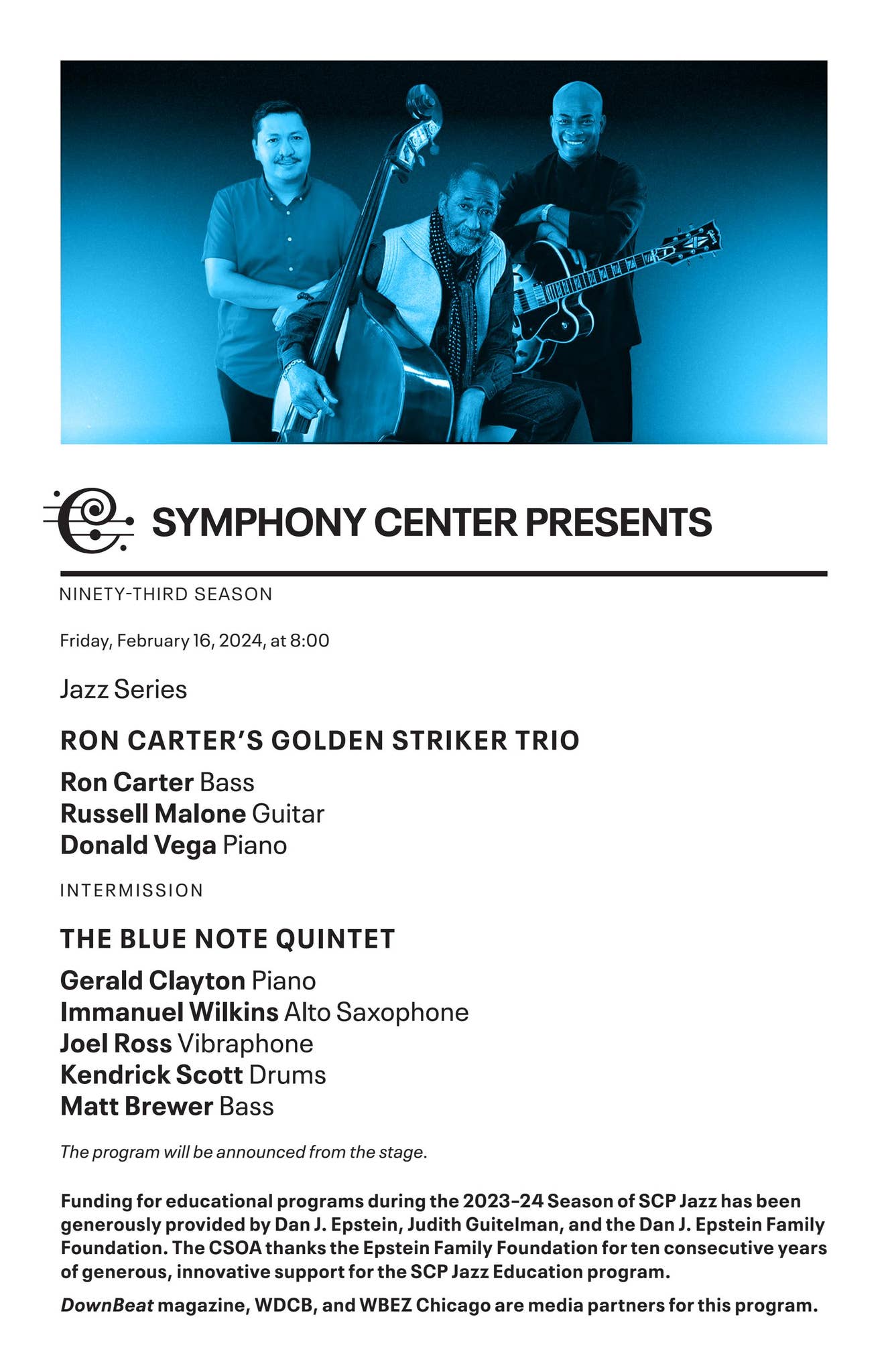 Program Book - The Blue Note Quintet / Ron Carter’s Golden Striker Trio ...