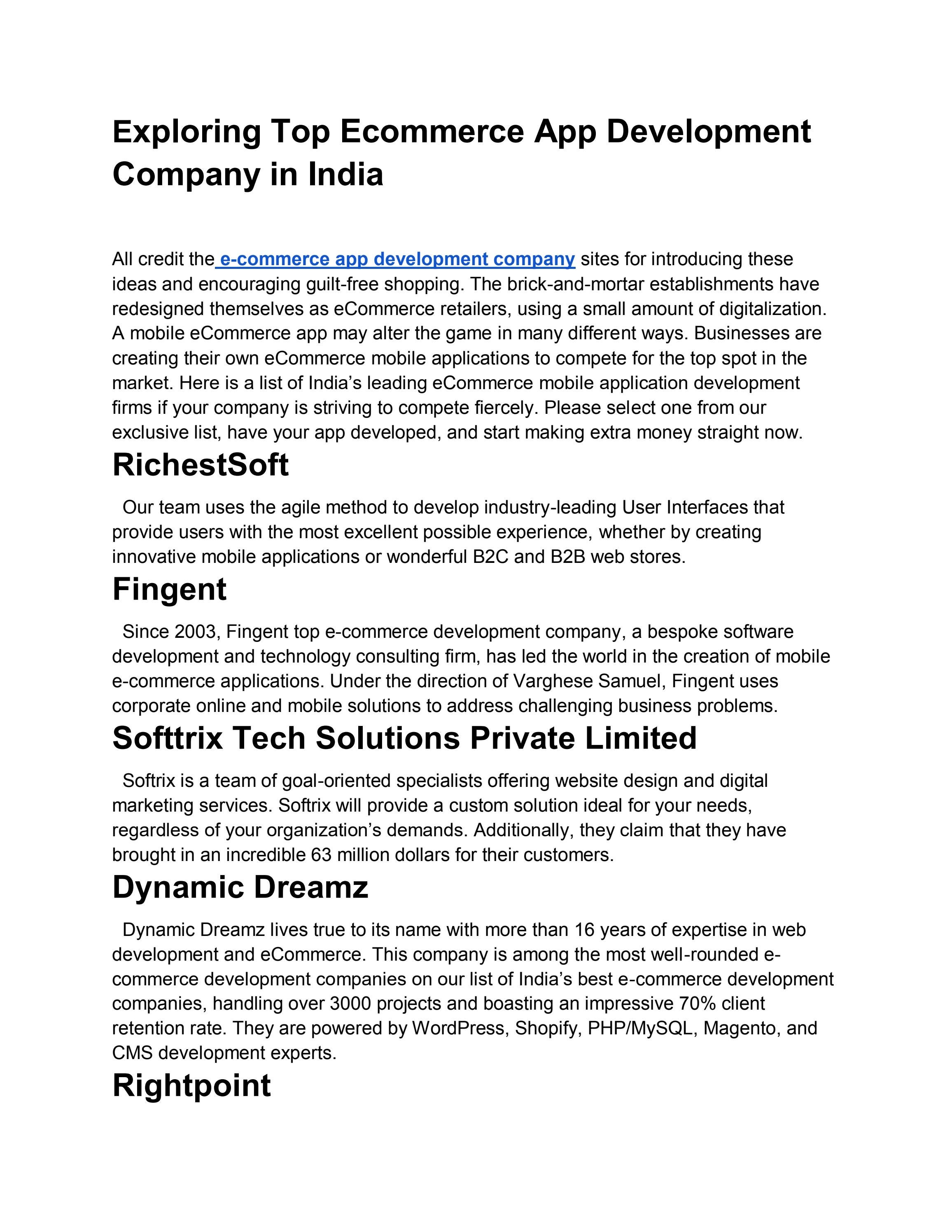 Exploring Top Ecommerce App Development Company in India by Infowind ...
