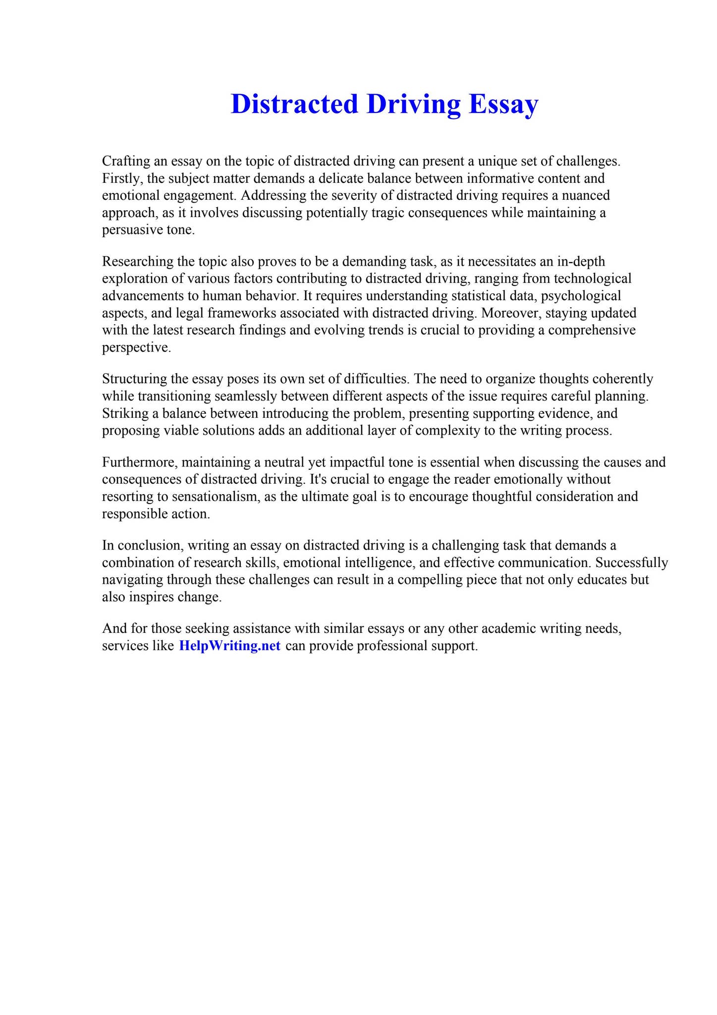Distracted Driving Essay by Steps To Writing A Narrative Essay - Issuu