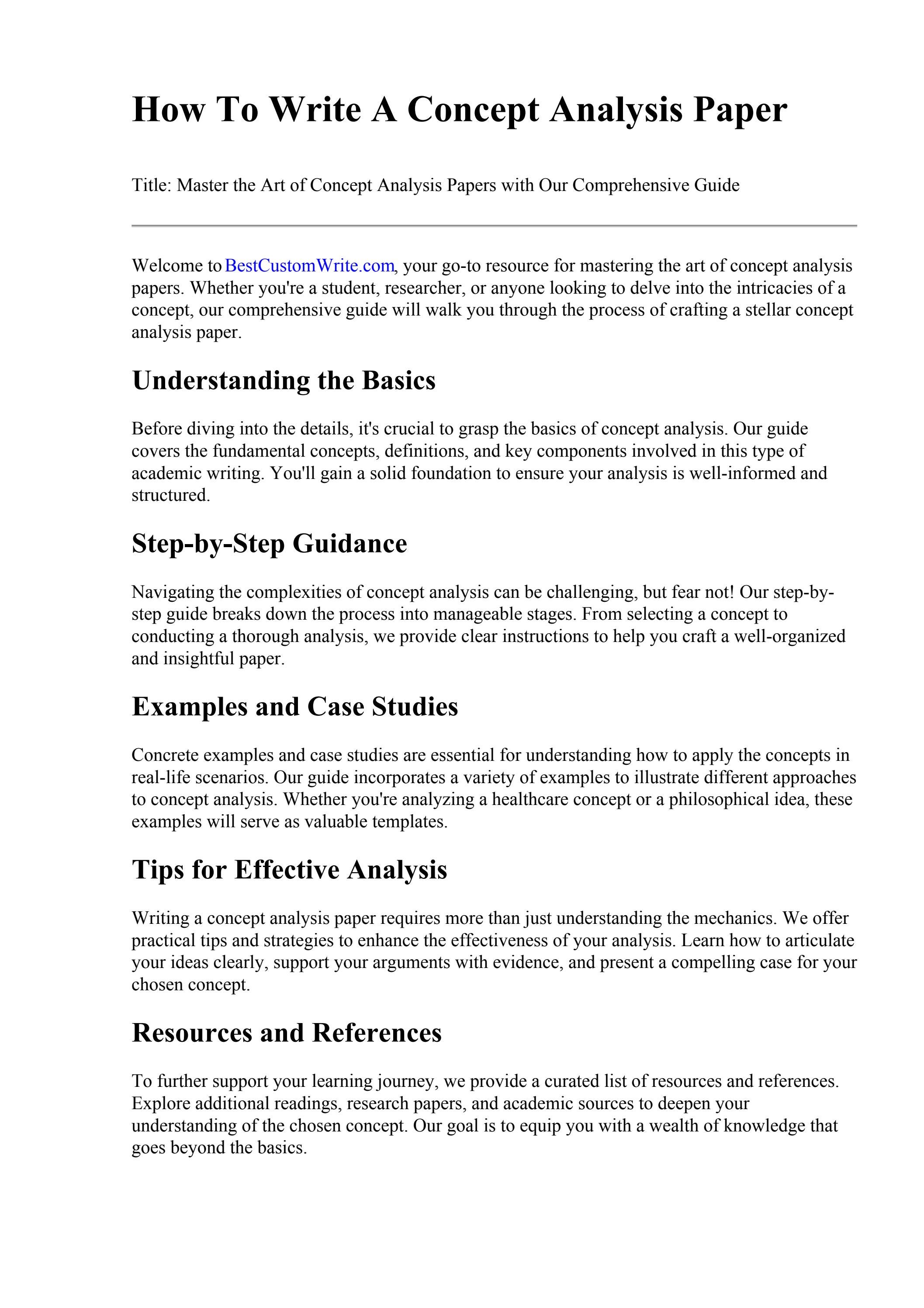 How To Write A Concept Analysis Paper By How To Write A Conclusion For