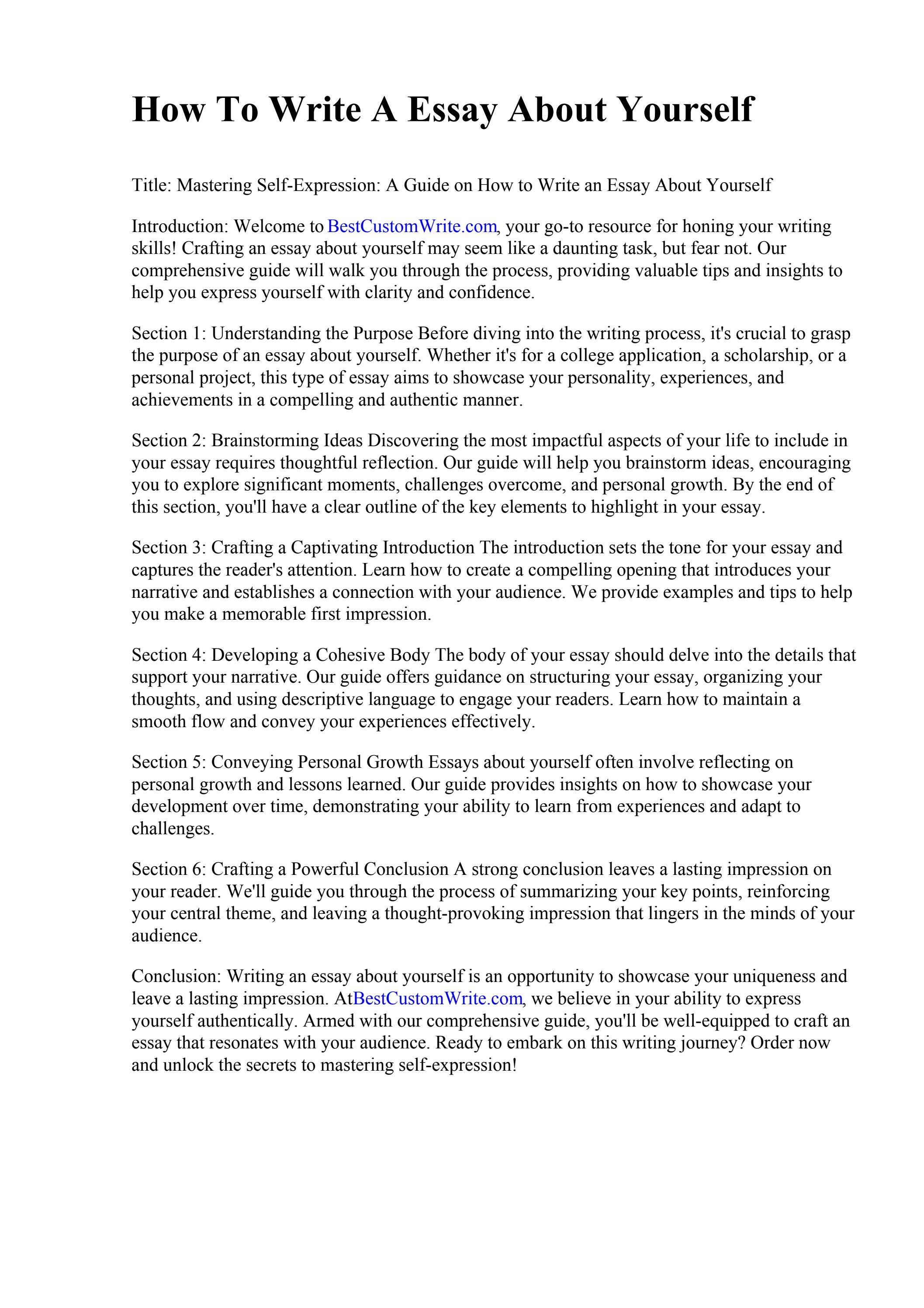 How To Write A Essay About Yourself by How To Write A Conclusion For ...