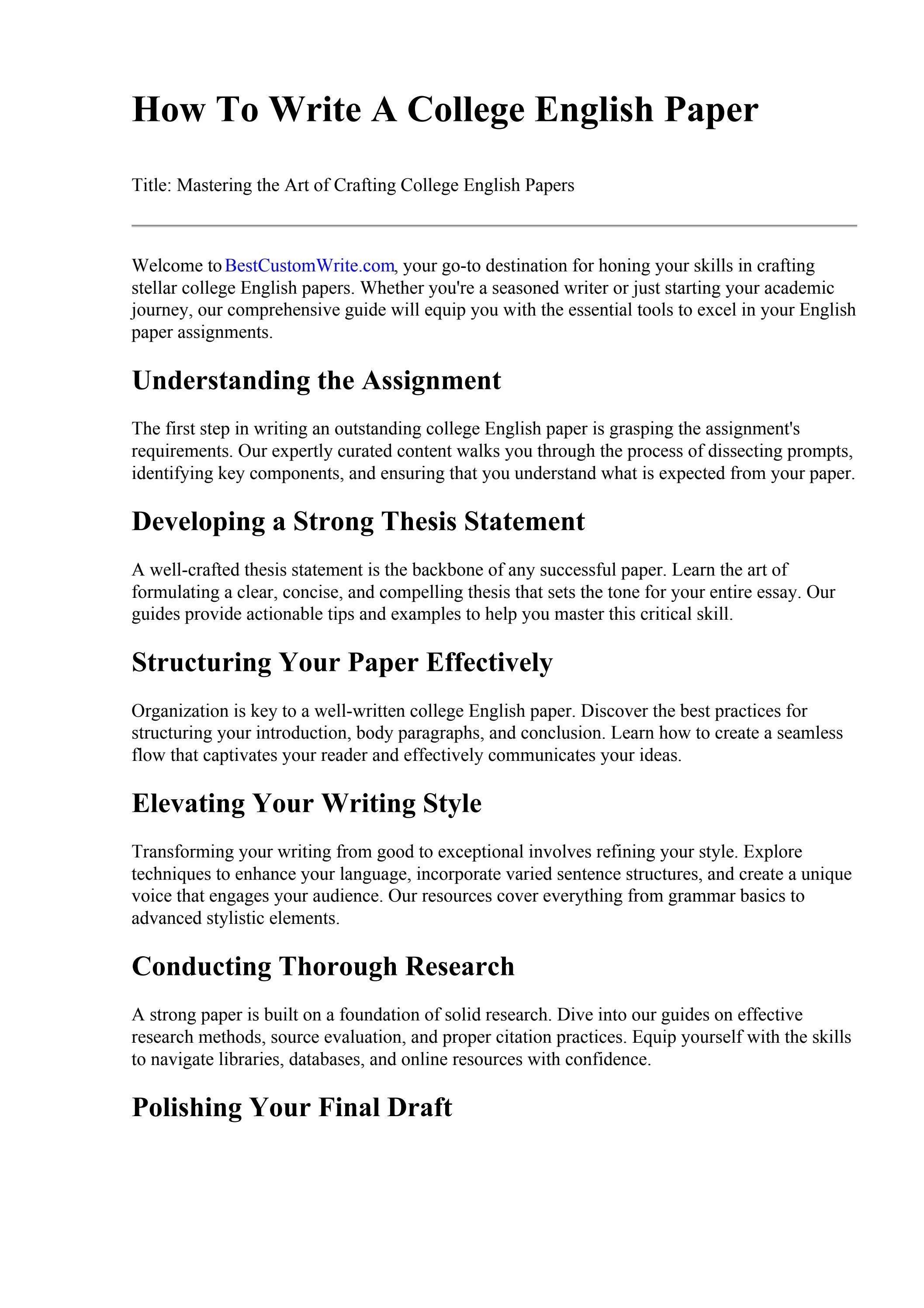 How To Write A College English Paper by Writing A College Admission ...