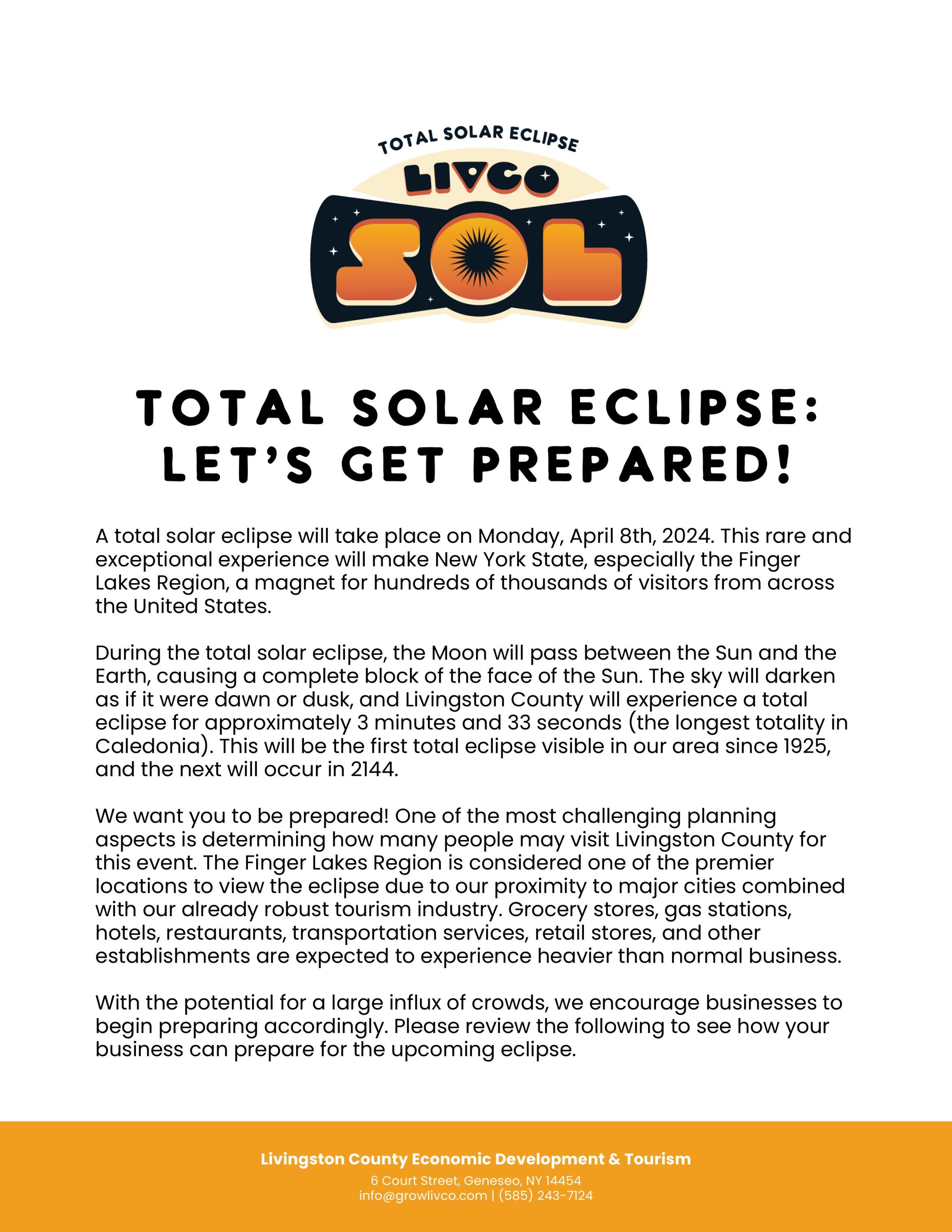Preparing for the Total Solar Eclipse: Business Guide by Livingston ...