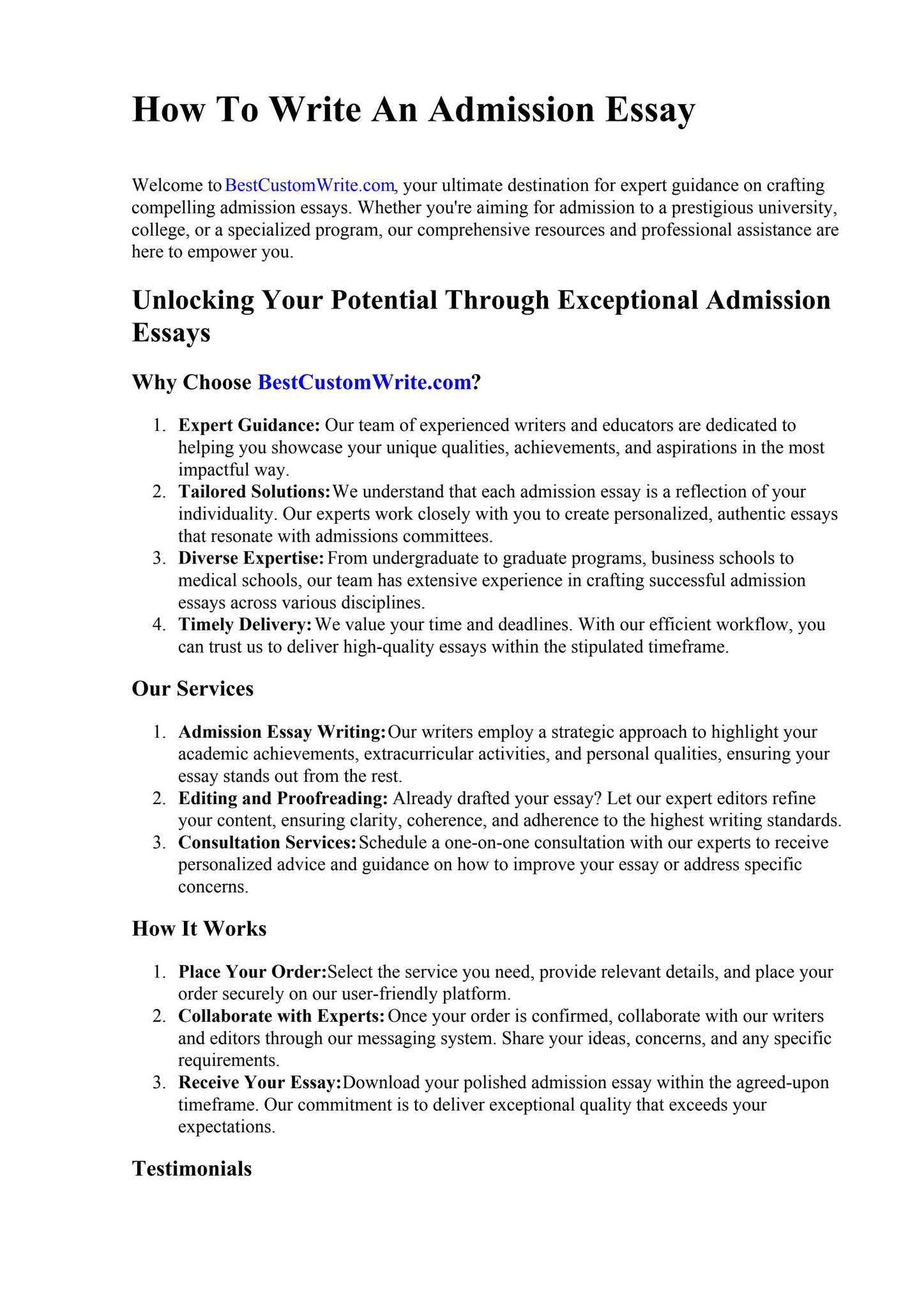 How To Write An Admission Essay by Master Essay Writing - Issuu