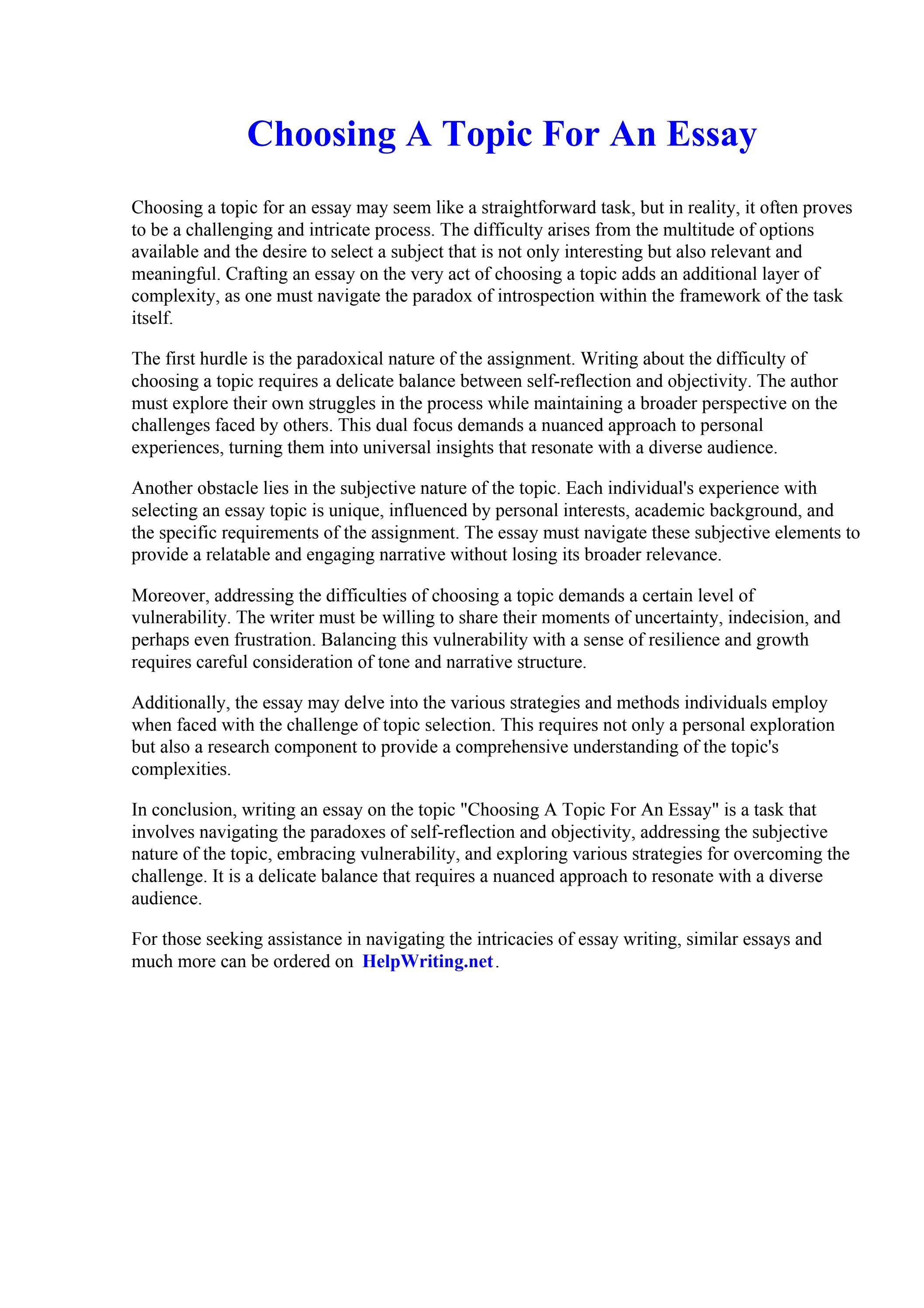 Choosing A Topic For An Essay by How To Write A Scientific Paper - Issuu