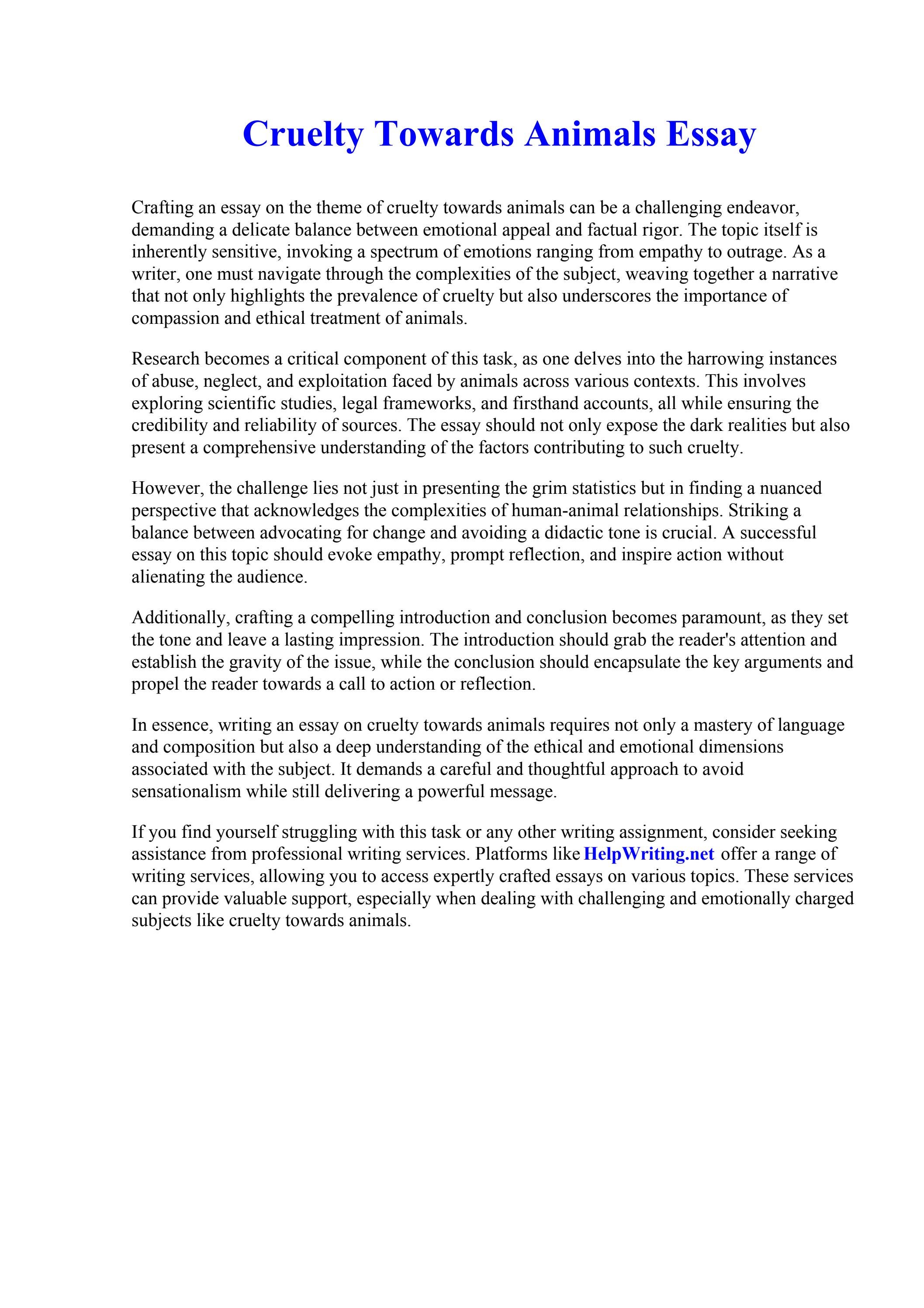 Cruelty Towards Animals Essay by How To Write A College Entry Essay - Issuu