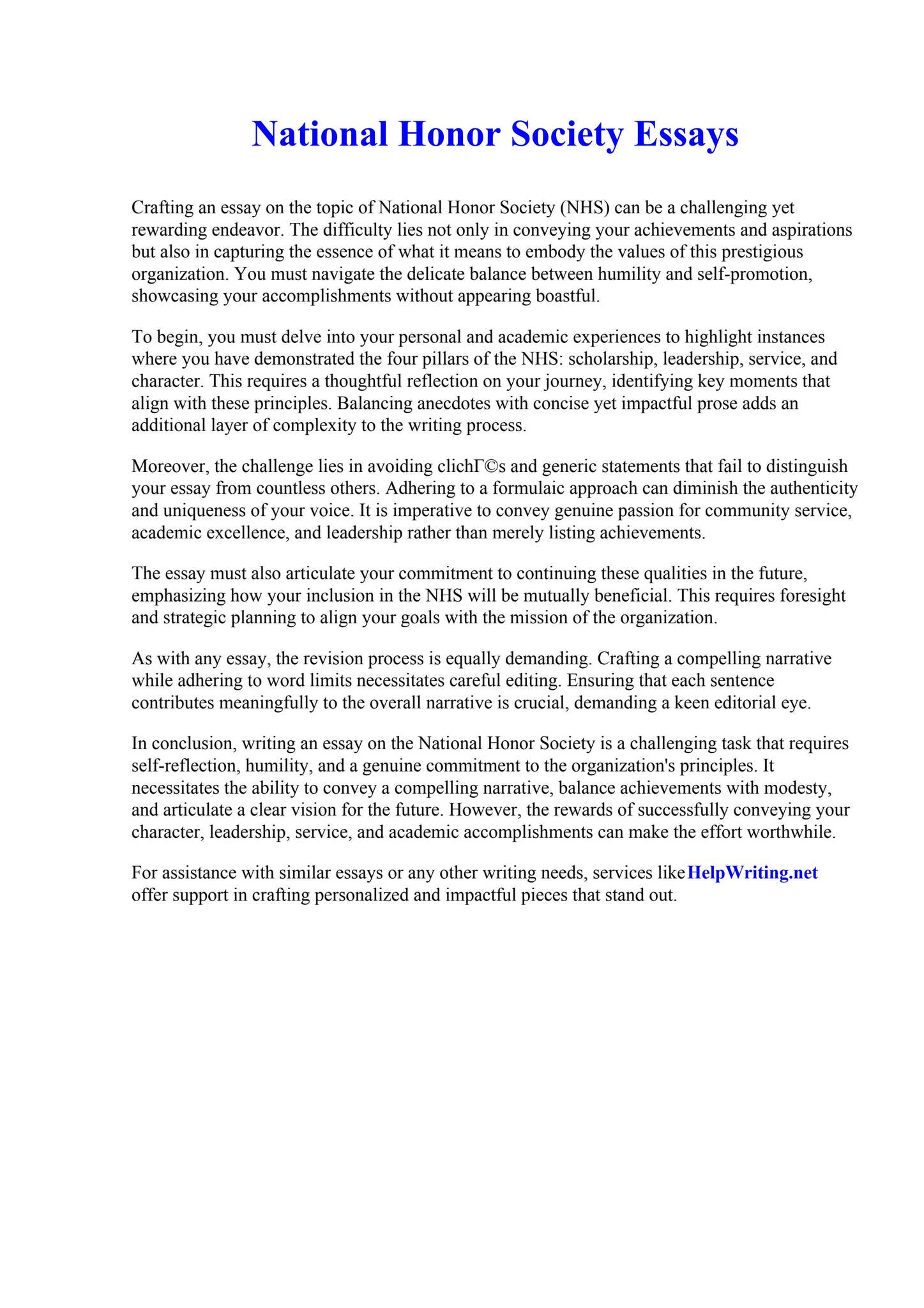 National Honor Society Essays by How To Write A Dialogue Paper - Issuu