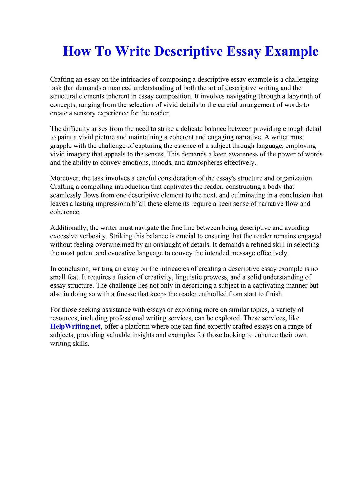 How To Write Descriptive Essay Example by Examples Of Academic Writing ...