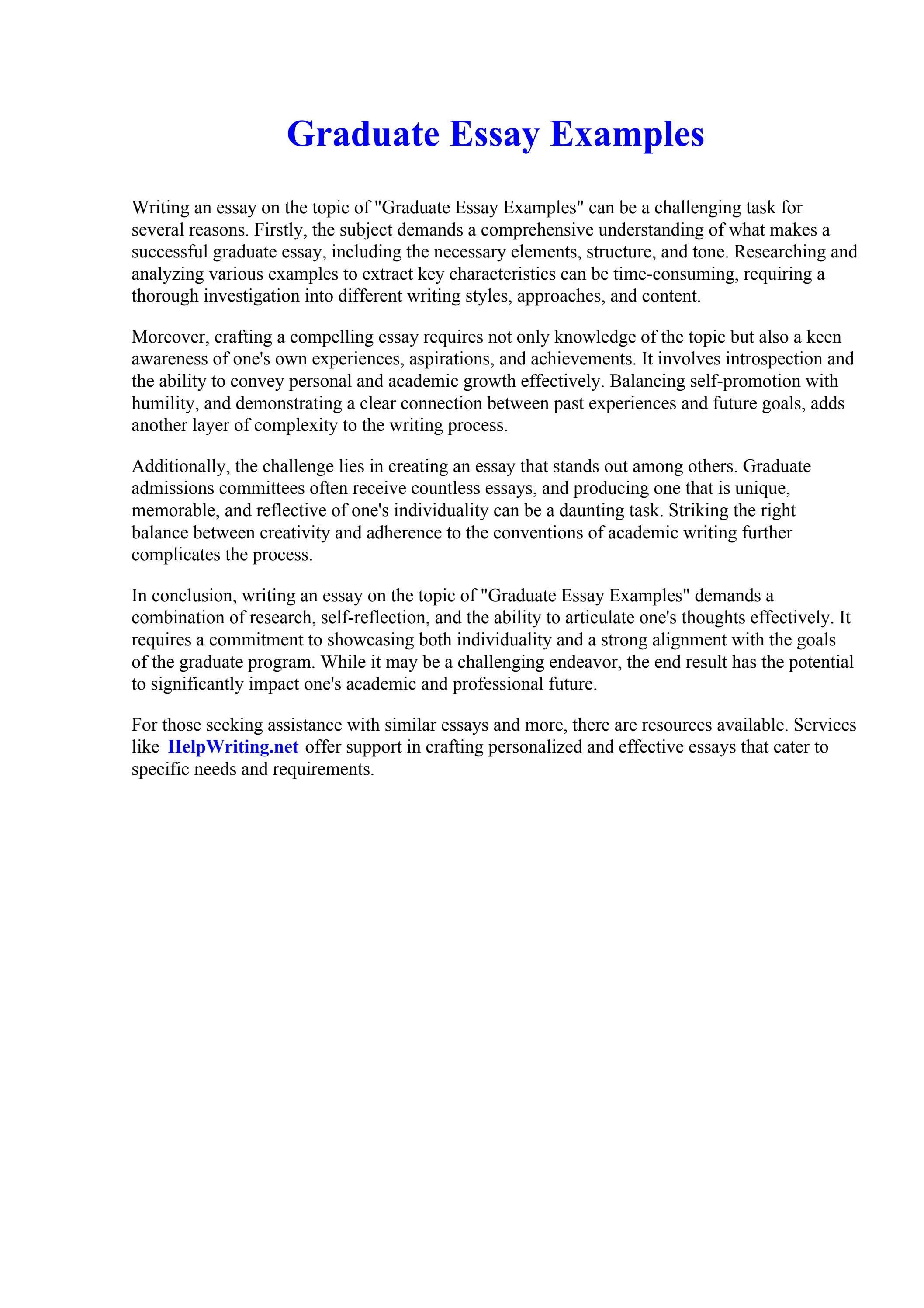 Graduate Essay Examples by College Essay Checklist - Issuu