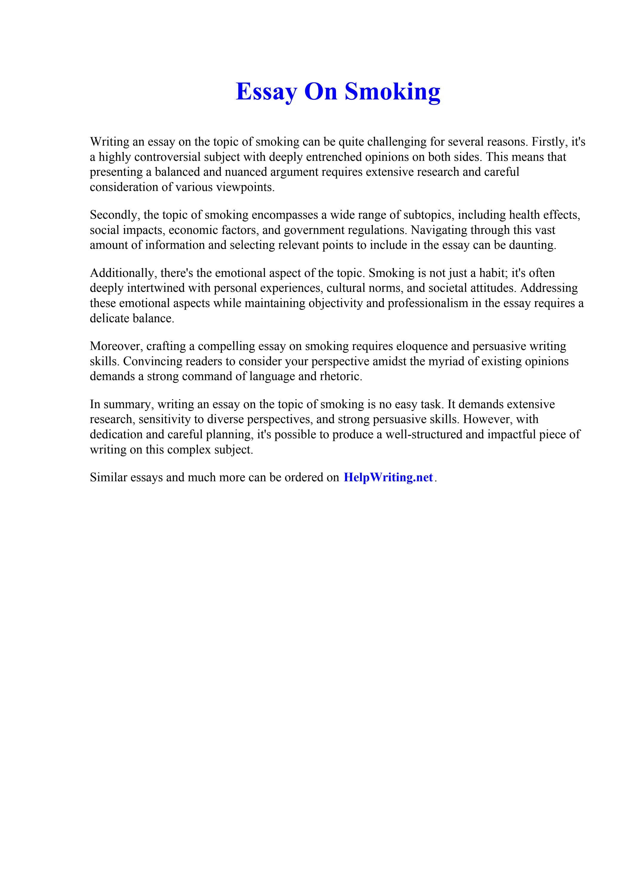 Essay On Smoking by College Essay Checklist - Issuu