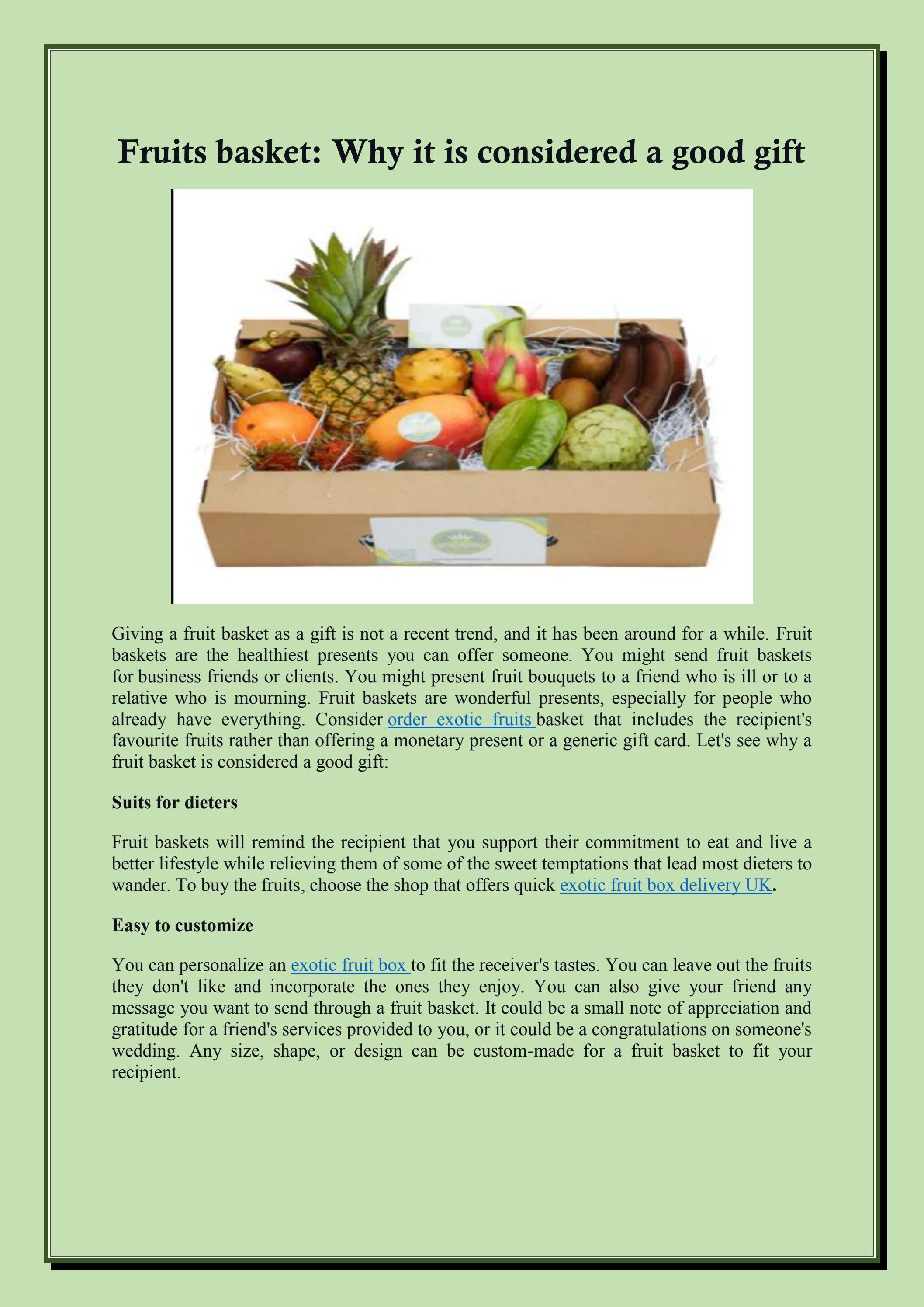 Fruits basket: Why it is considered a good gift by Nutritious Delicious ...