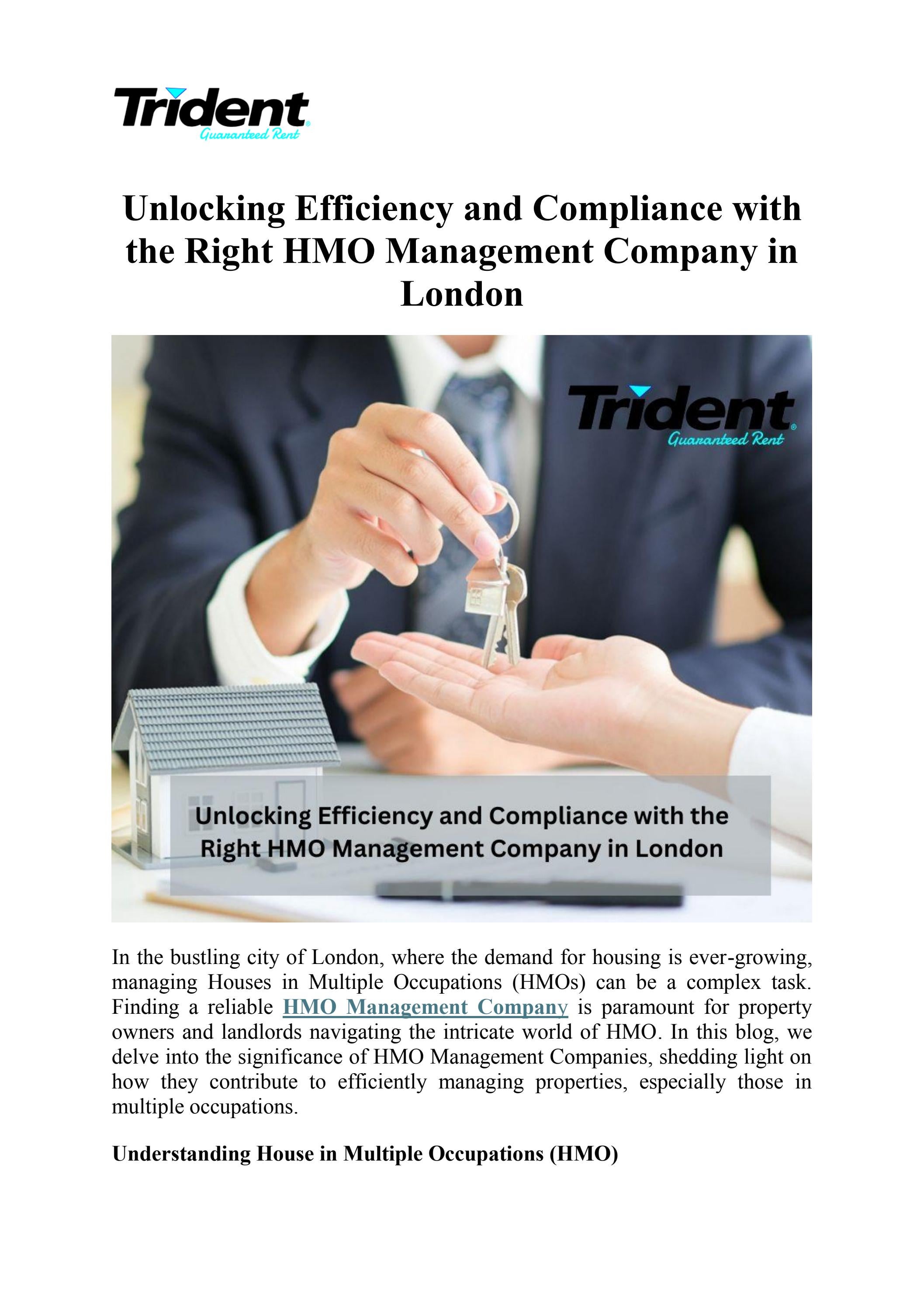 HMO Management Company in London by tridentguaranteedrent - Issuu