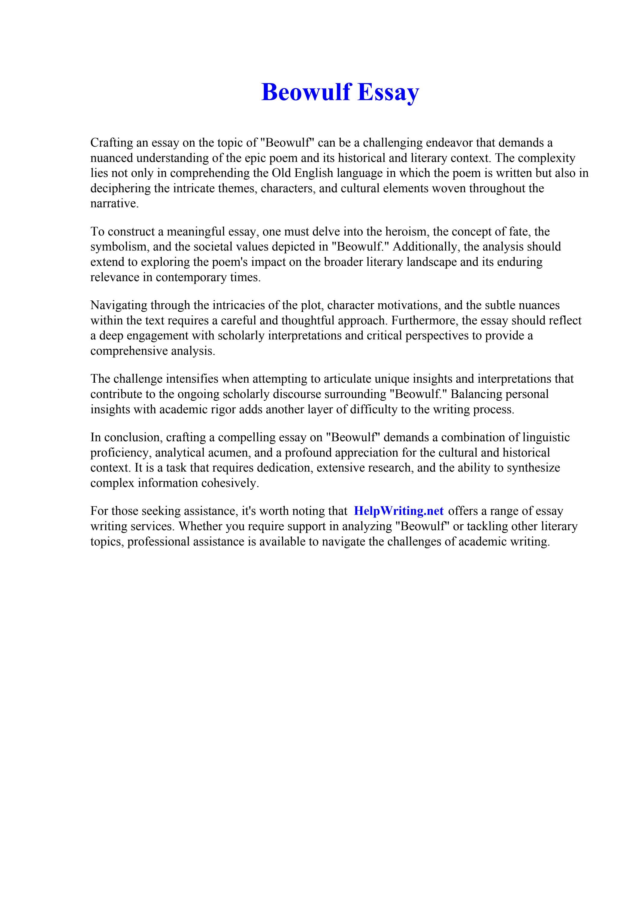 Beowulf Essay by Essays Writer - Issuu